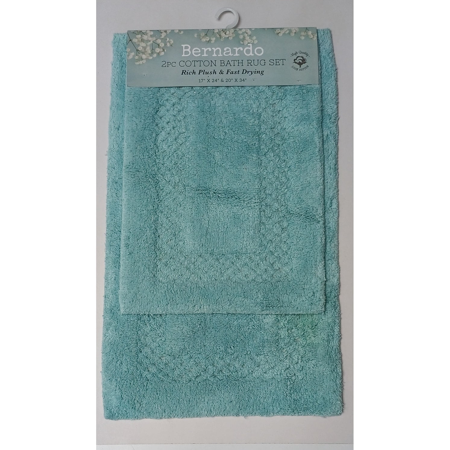 Bernardo 2pc Cotton Bath Rug Set Spa Blue - Walmart.com