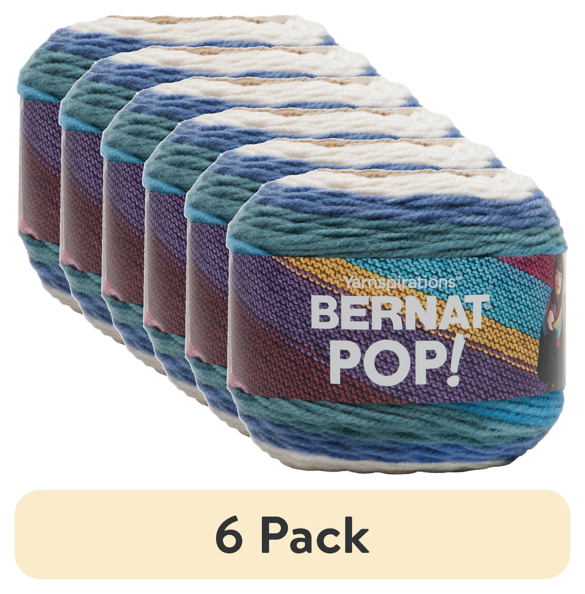 (6 pack) Bernat Acrylic Pop! Yarn (140g/5 oz), Birch Bark & Blue ...