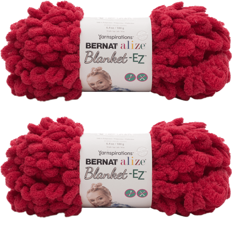 Bernat Alize Blanket Bright Red Yarn - 2 Pack of 180g/6.4oz - Polyester ...