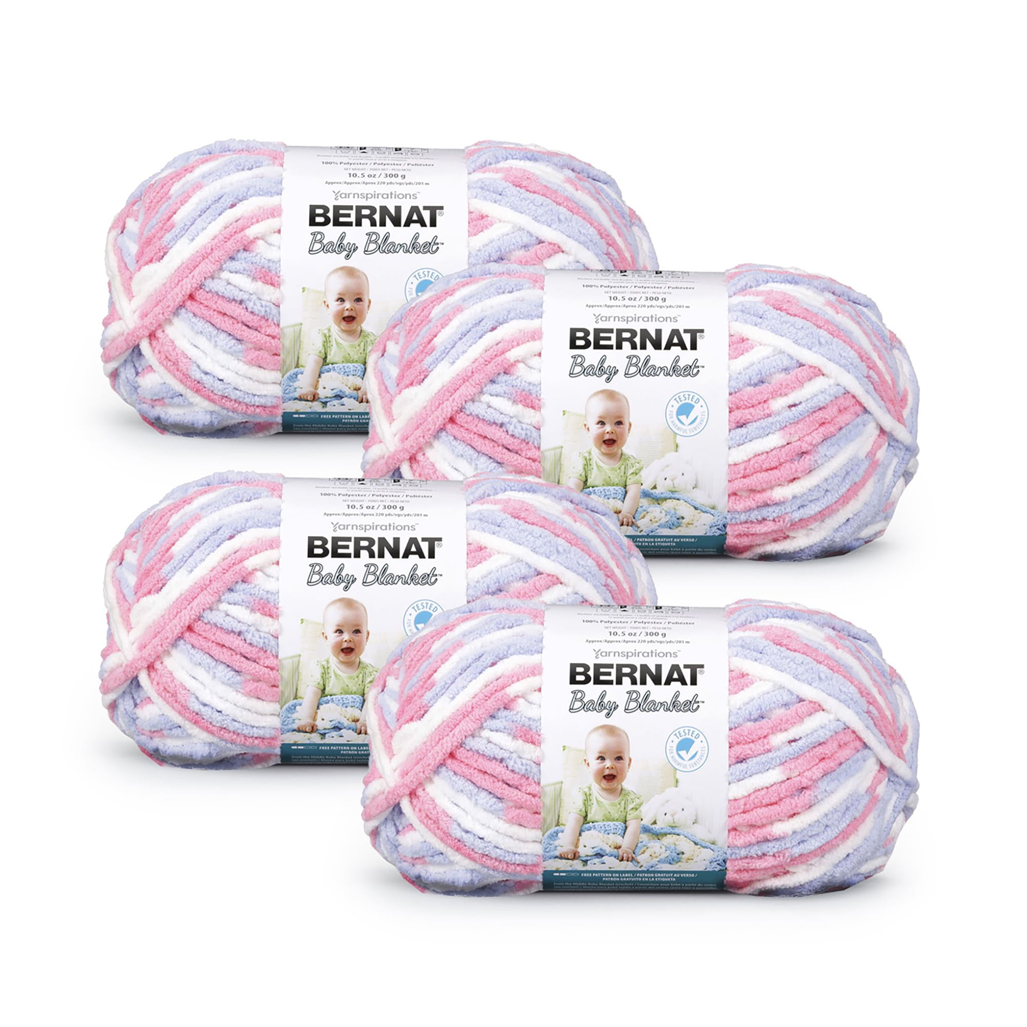 Bernat® Baby Blanket™ #6 Super Bulky Polyester Yarn, Pink/Blue Ombre 10 ...