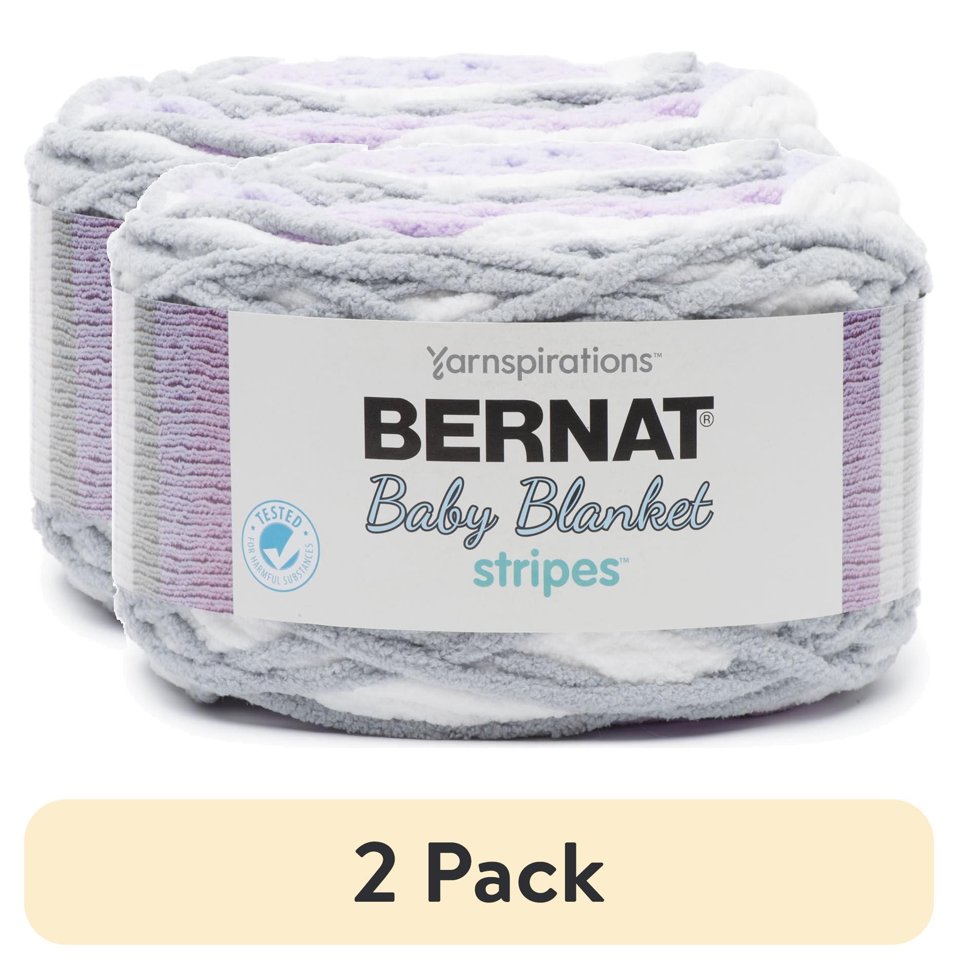 (2 pack) Bernat Baby Blanket Stripes Yarn, Violets, 10.5oz(300g), Super ...