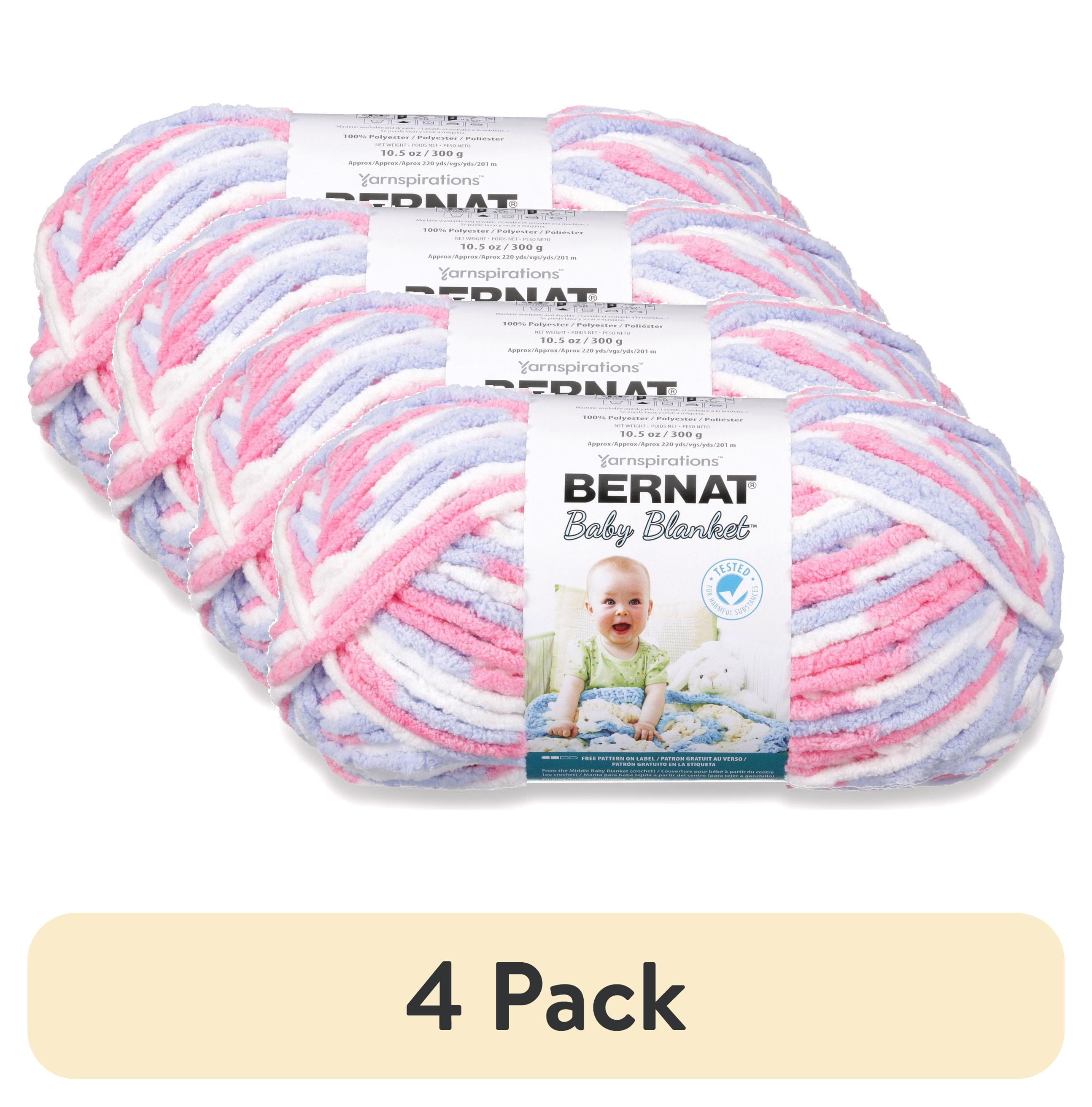 (4 pack) Bernat Baby Blanket Yarn, Pink/Blue Ombre, 10.5oz(300g), Super ...