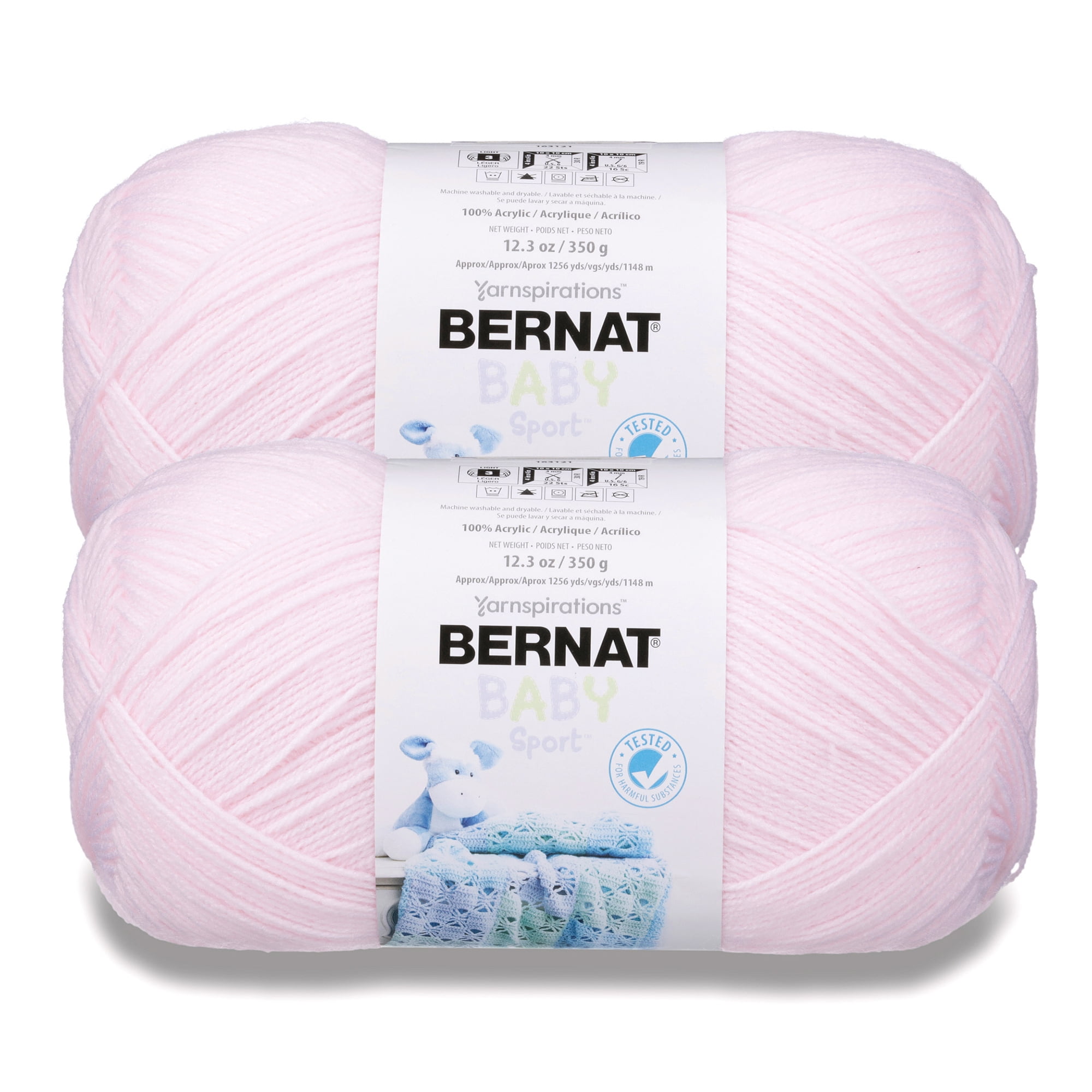 Bernat® Baby Sport™ #3 Light Acrylic Yarn, Baby Pink 12.3oz/350g, 1256 ...