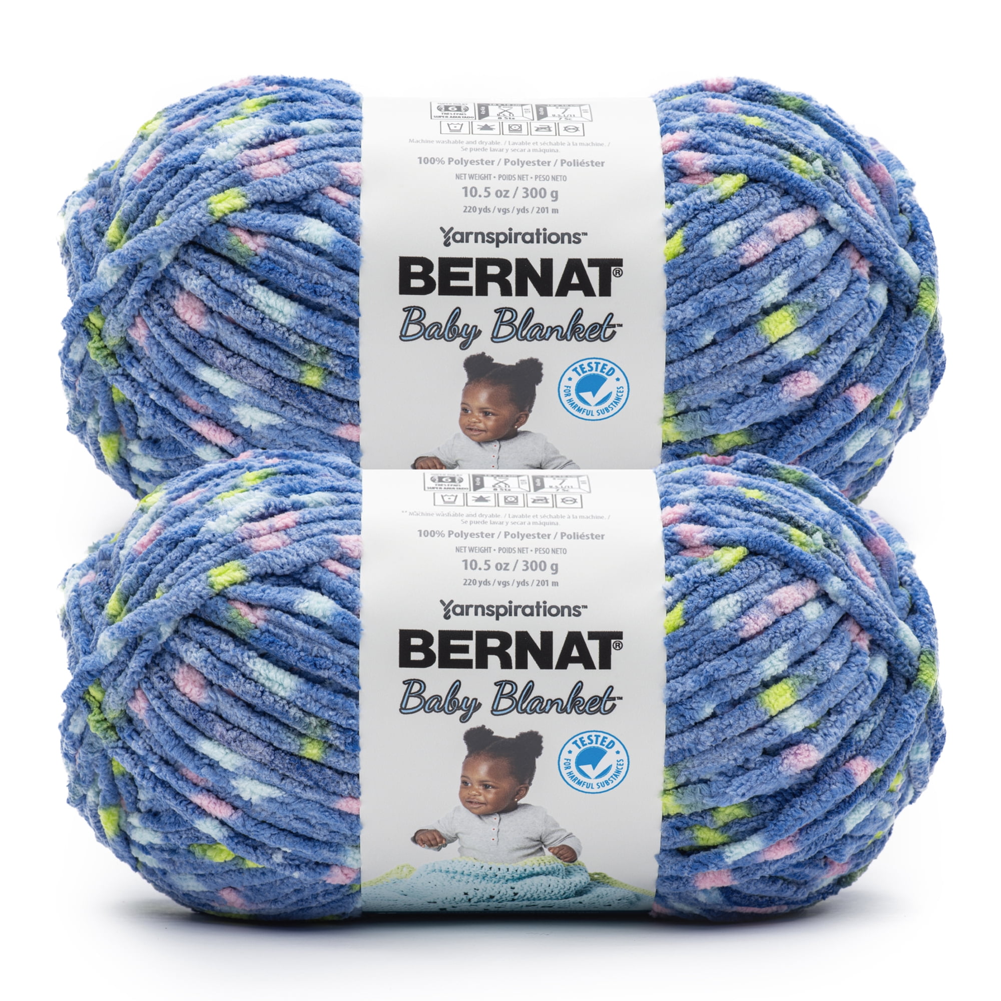 Bernat® Baby blanket™ #6 Super Bulky Polyester Yarn, Blue jeandot 10 ...