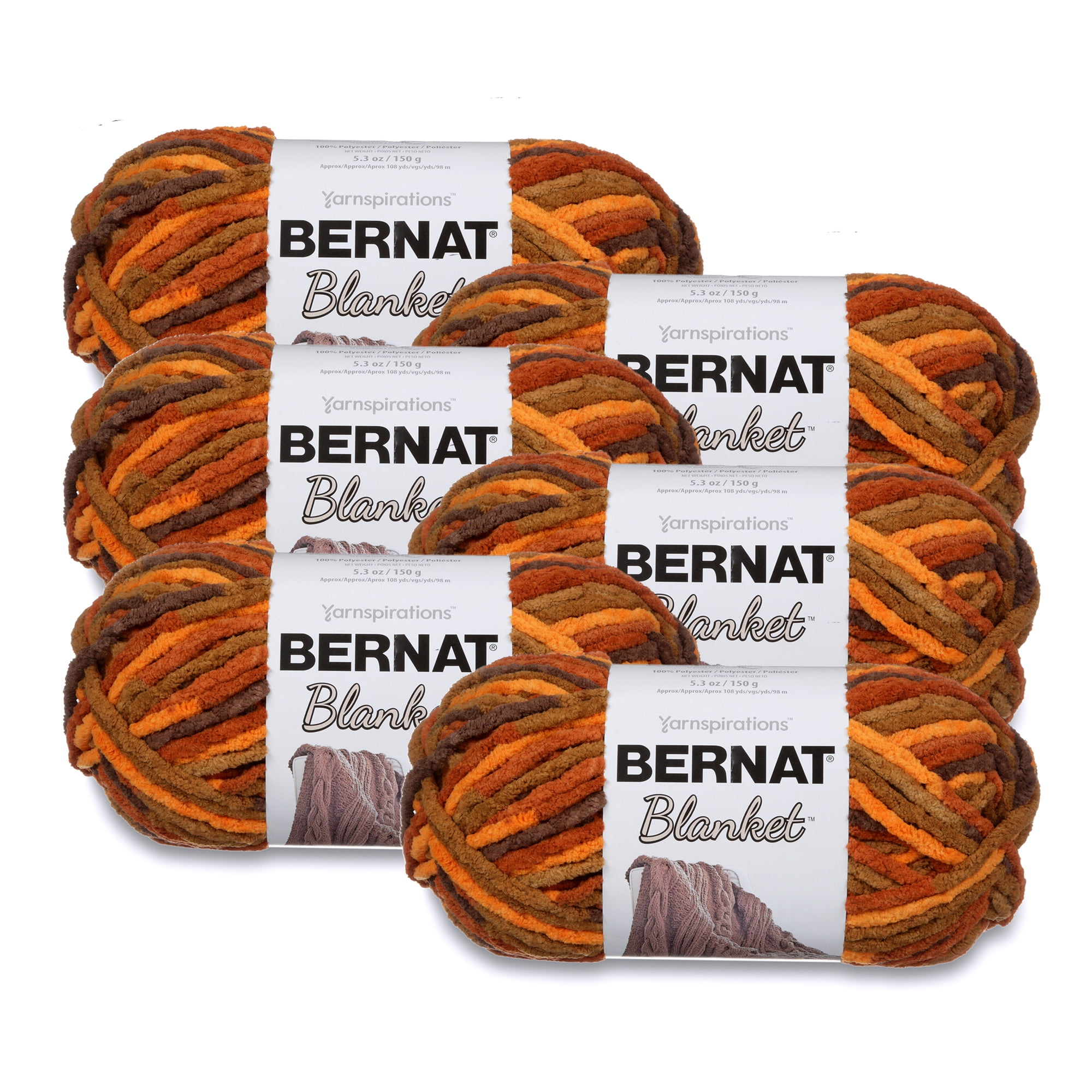 Bernat® Blanket™ #6 Super Bulky Polyester Yarn, Fall Leaves 5.3oz/150g ...