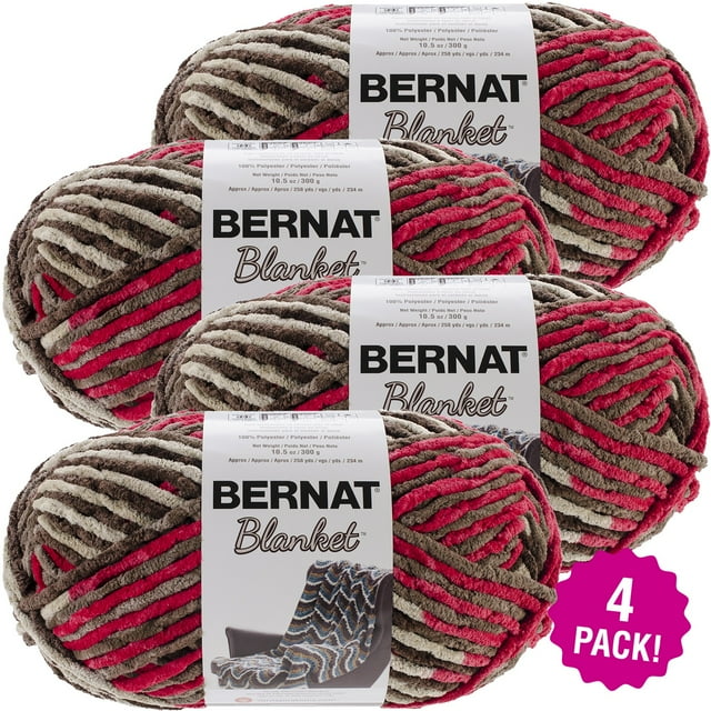 Multipack of 4 - Bernat Blanket Big Ball Yarn-Raspberry Trifle ...