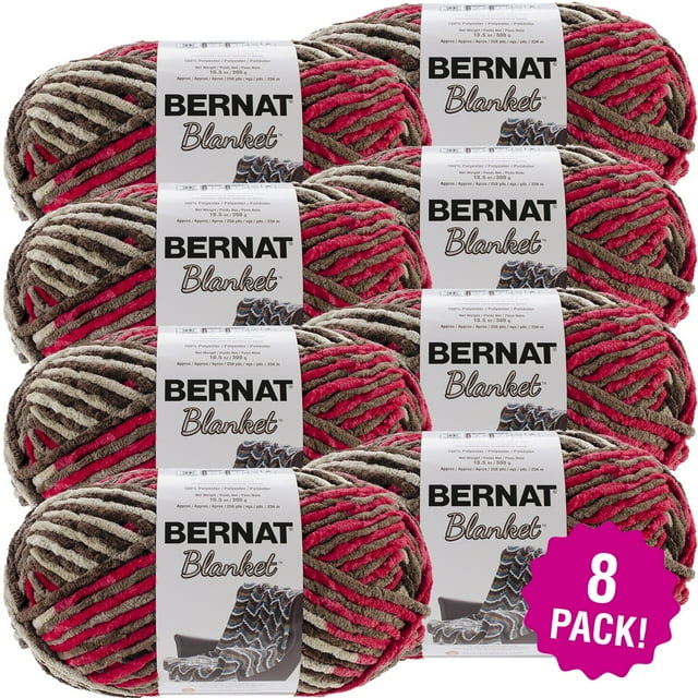 Bernat Blanket Big Ball Yarn - Raspberry Trifle, Multipack of 8 ...