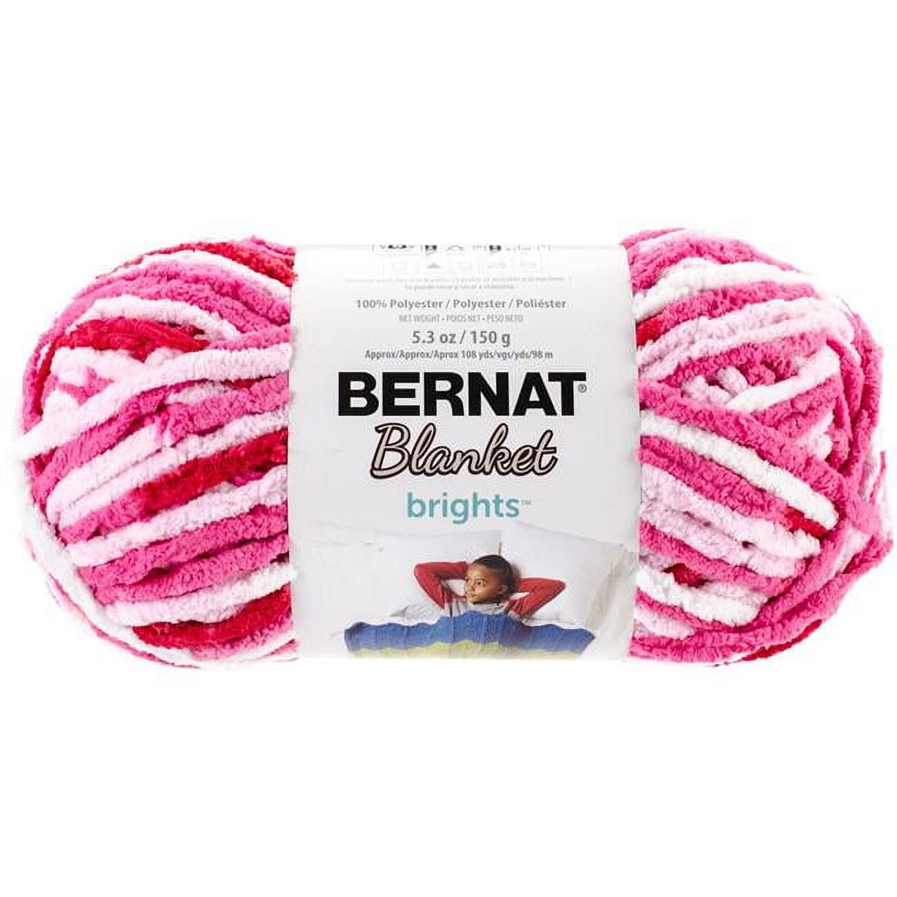 Bernat Blanket Brights Yarn - Raspberry Ribbon Variegated - Walmart.com