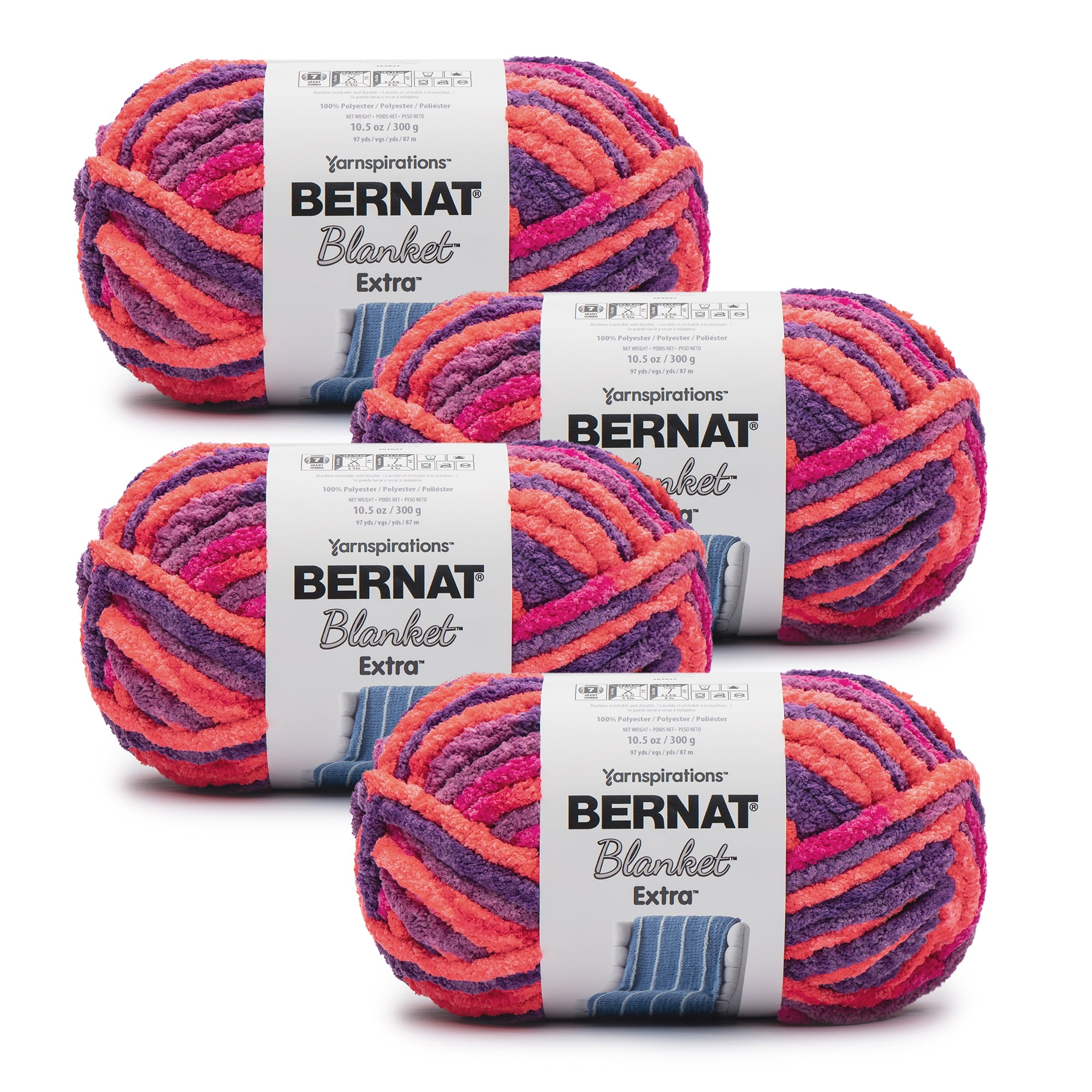 Bernat® Blanket Extra™ #7 Jumbo Polyester Yarn, Plummy Brights 10.5oz ...