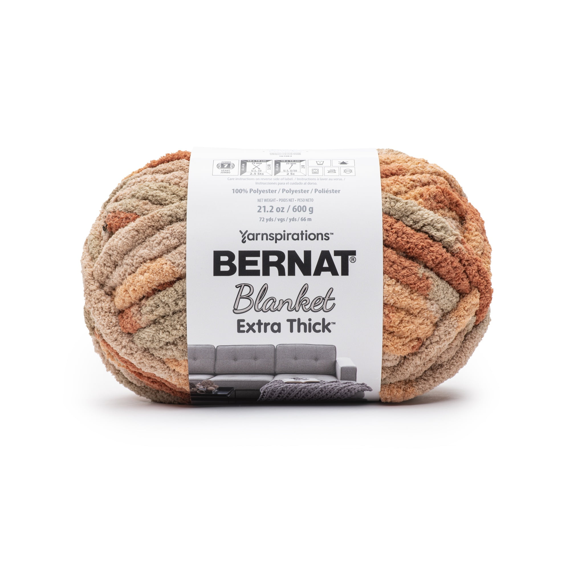 Bernat® Blanket Extra Thick™ #7 Jumbo Polyester Yarn, Clay Caramel, 21 ...