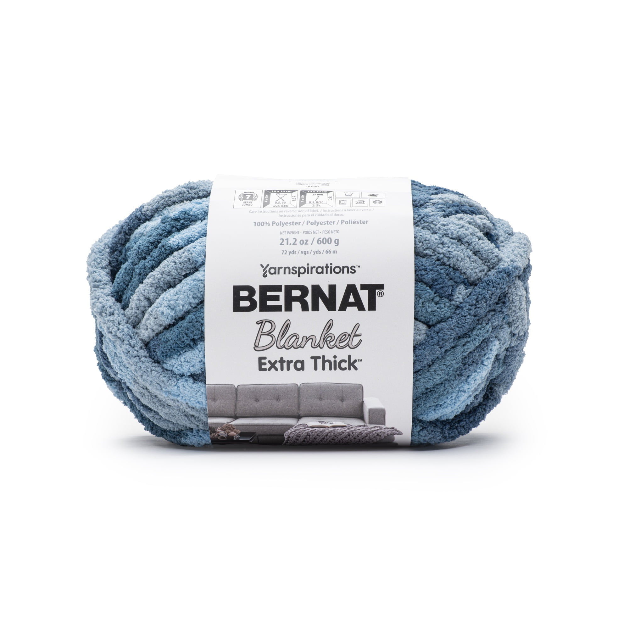 Bernat® Blanket Extra Thick™ #7 Jumbo Polyester Yarn, Glacier, 21.2oz/600g, 72 Yards - Walmart.com