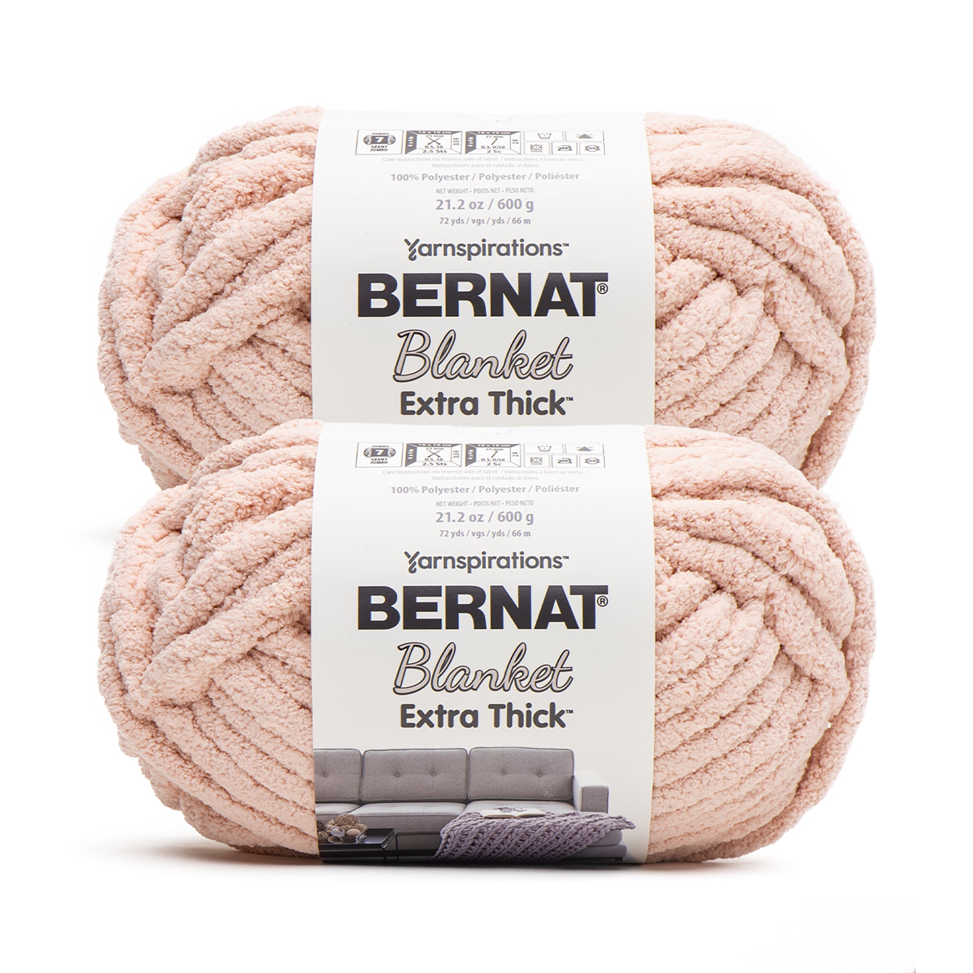 Bernat® Blanket Extra Thick™ #7 Jumbo Polyester Yarn, Pink Dust 21.2oz ...