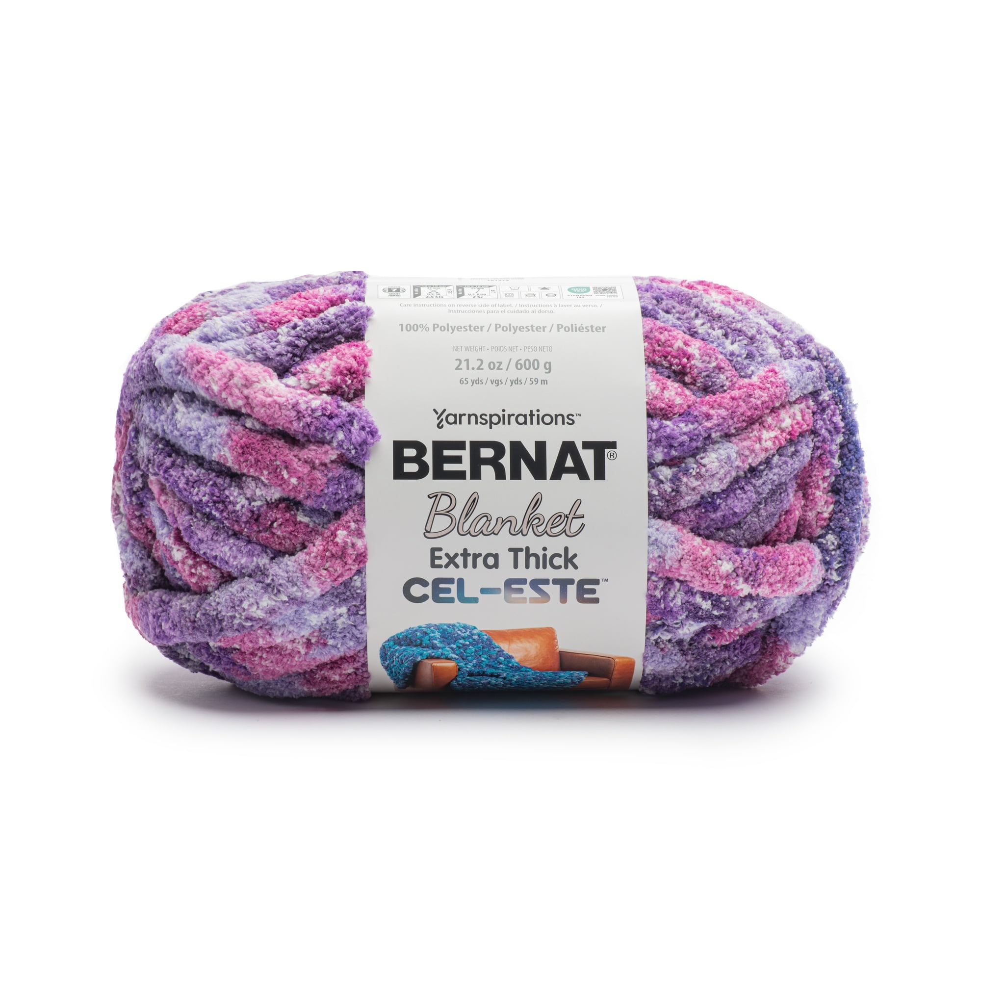 Bernat® Blanket Extra Thick Cel-Este™ #7 Jumbo Polyester Yarn, Andromeda Purple 21.2oz/600g 65 ...