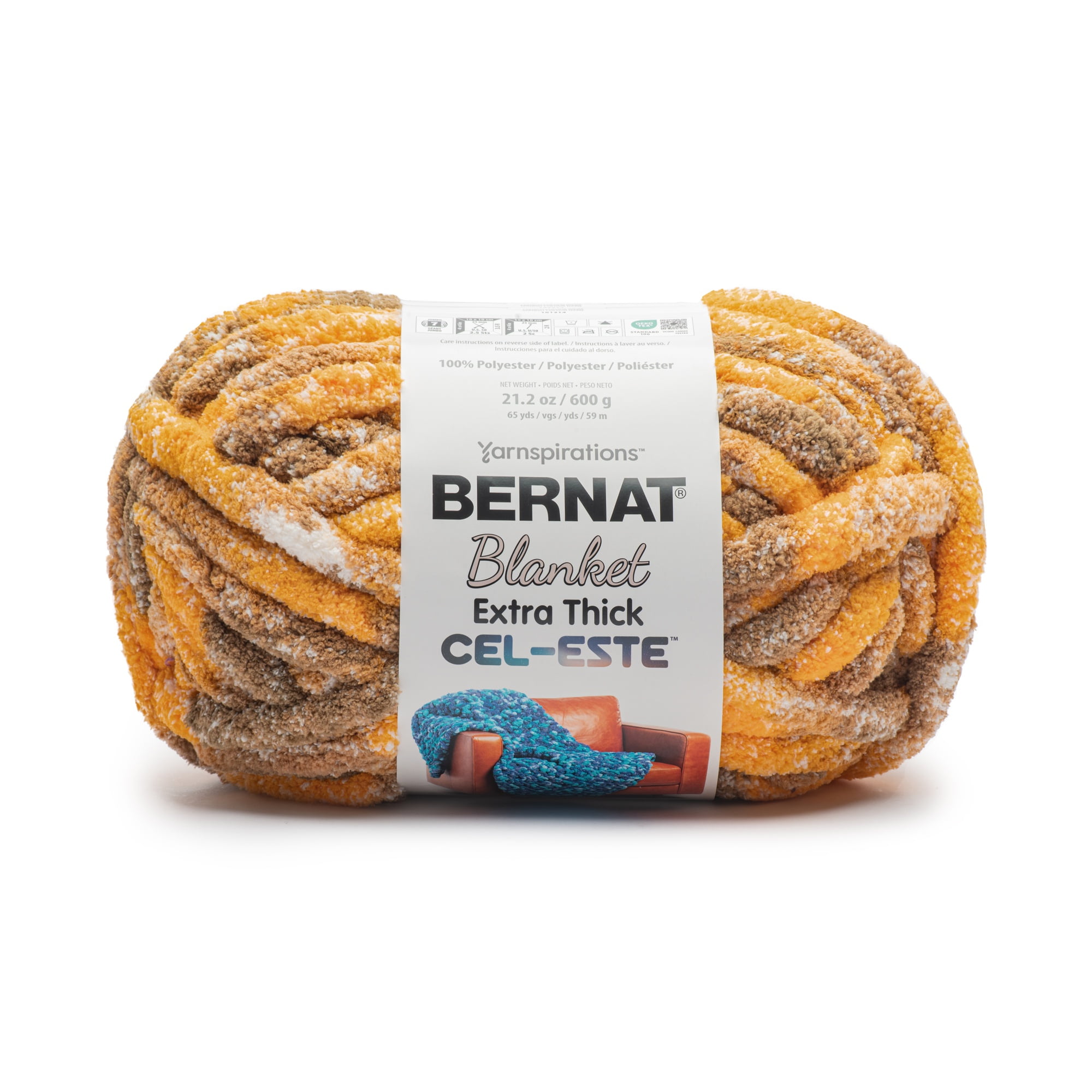 Bernat® Blanket Extra Thick Cel-Este™ #7 Jumbo Polyester Yarn, Comet Gold 21.2oz/600g 65 Yards ...