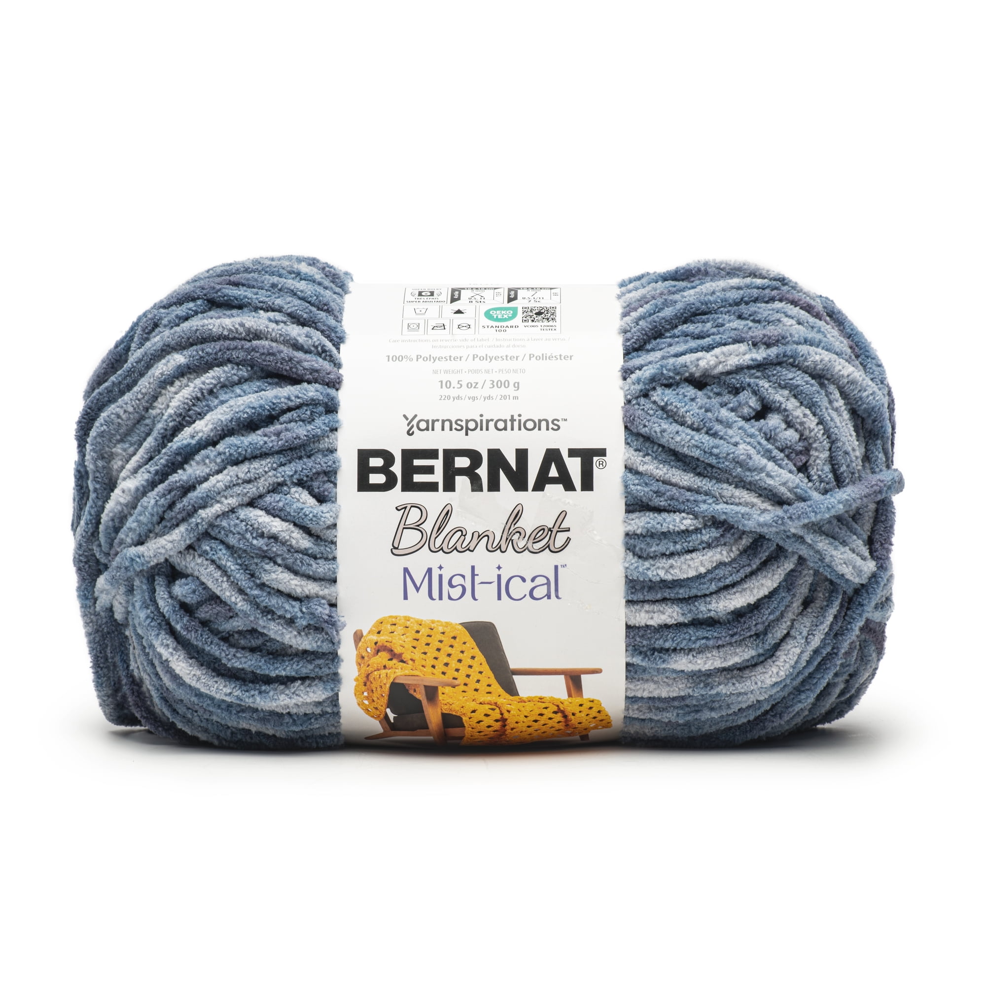 Bernat® Blanket Mist-ical™ #6 Super Bulky Polyester Yarn, Storm Blue 10 ...