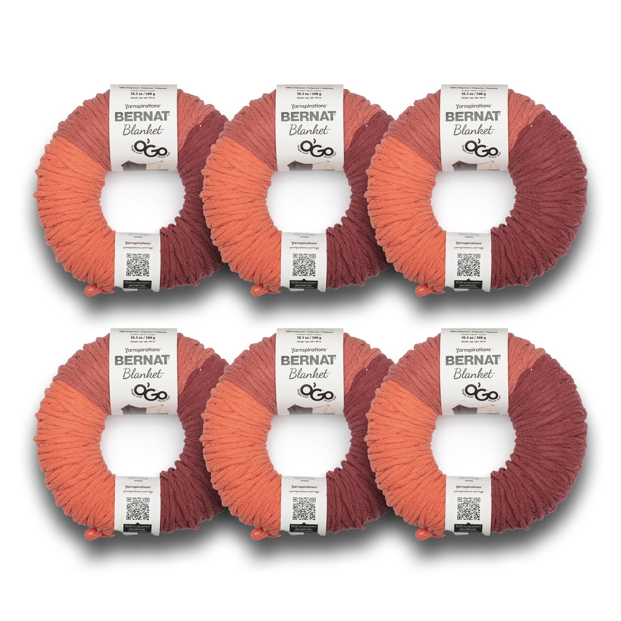 Bernat® Blanket O’Go™ #6 Super Bulky Polyester Yarn, Copper 10.5oz/300g ...