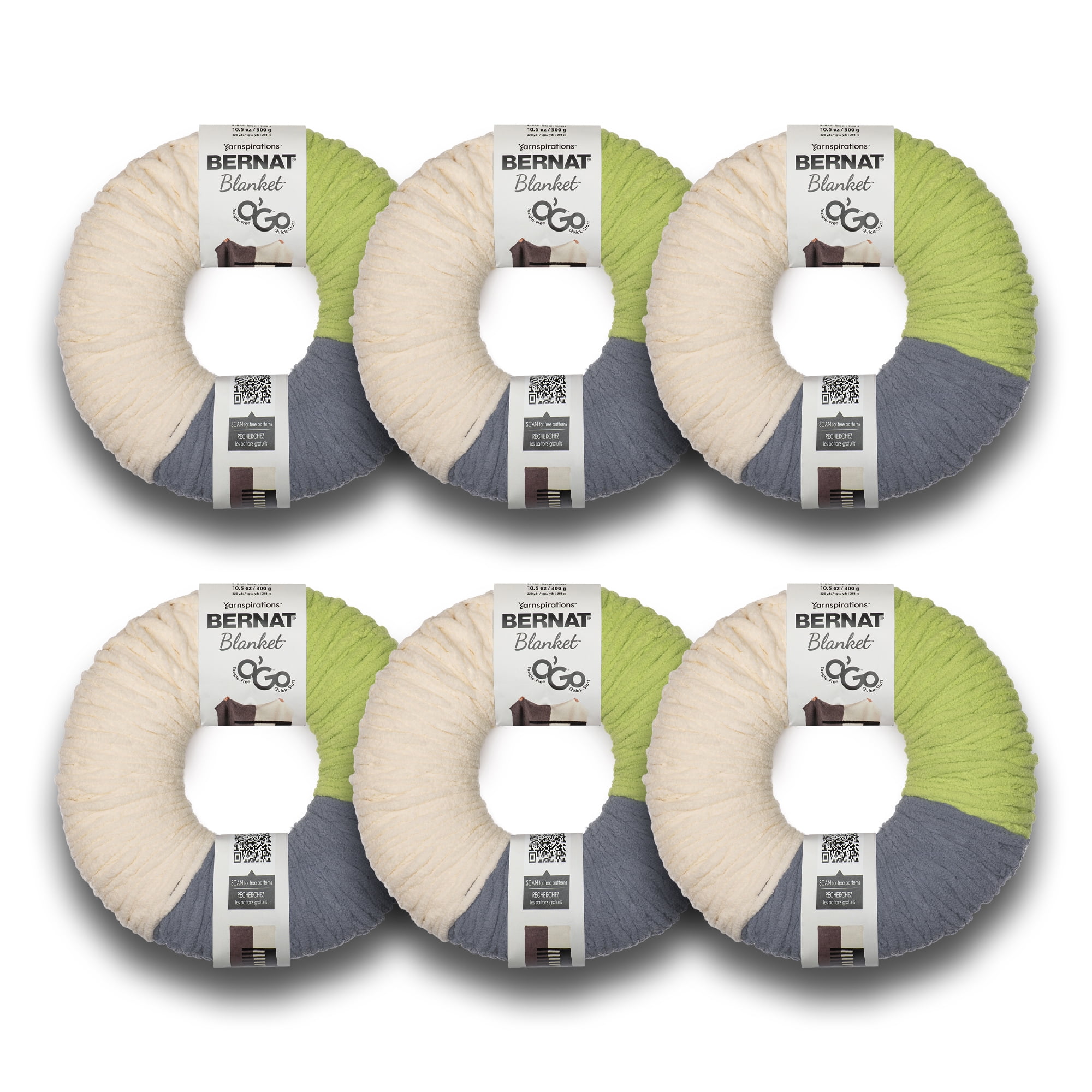 Bernat® Blanket O’Go™ #6 Super Bulky Polyester Yarn, Grass 10.5oz/300g ...