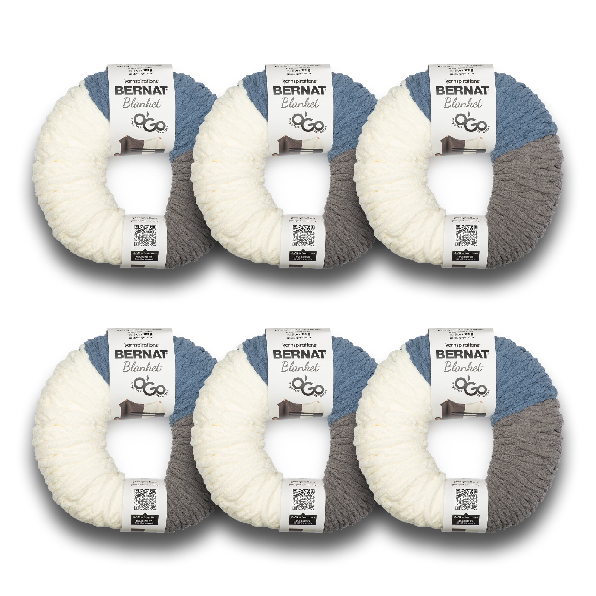 Bernat® Blanket O’Go™ #6 Super Bulky Polyester Yarn, Mist 10.5oz/300g ...