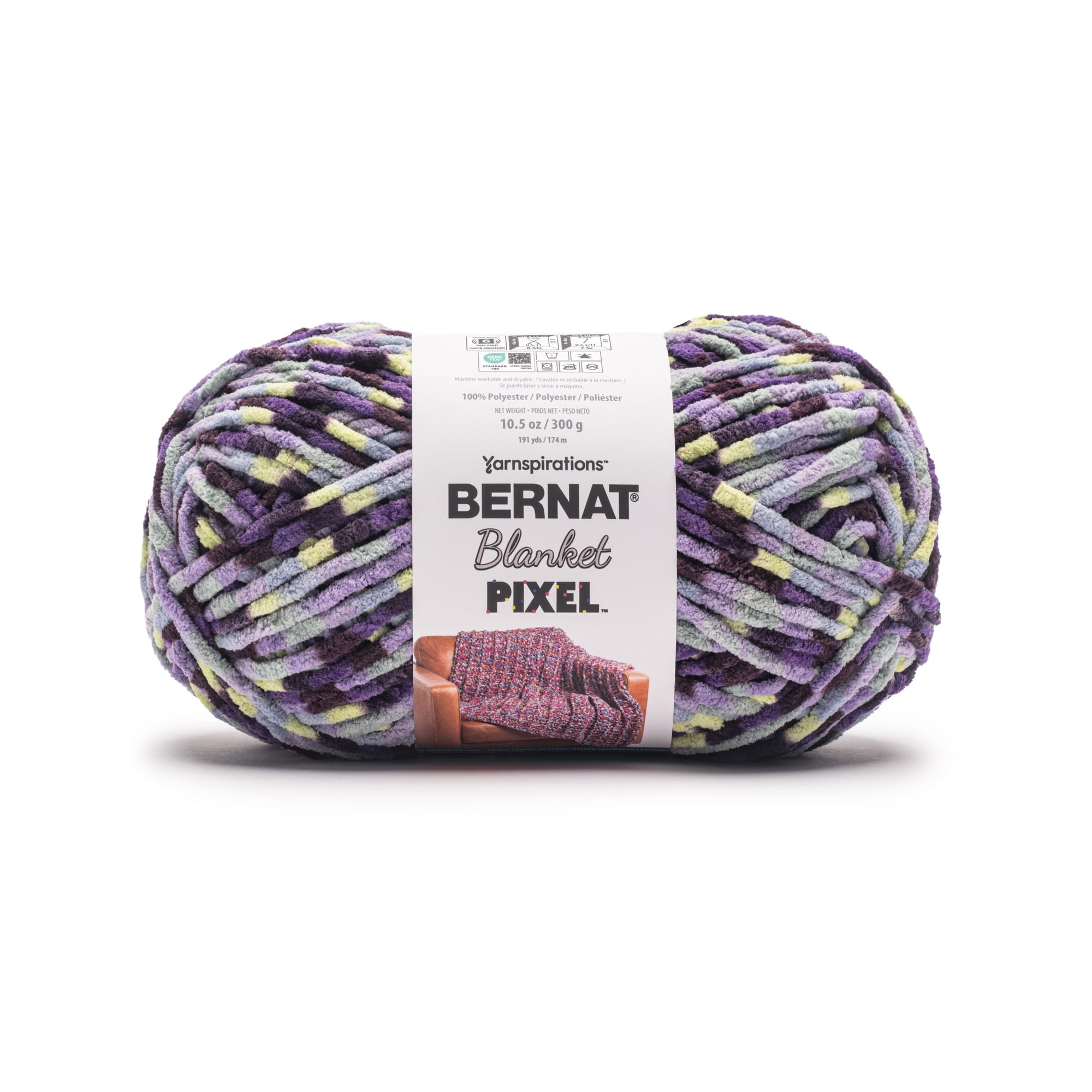 Bernat® Blanket Pixel™ #6 Super Bulky Polyester Yarn, Granular Grape 10 ...