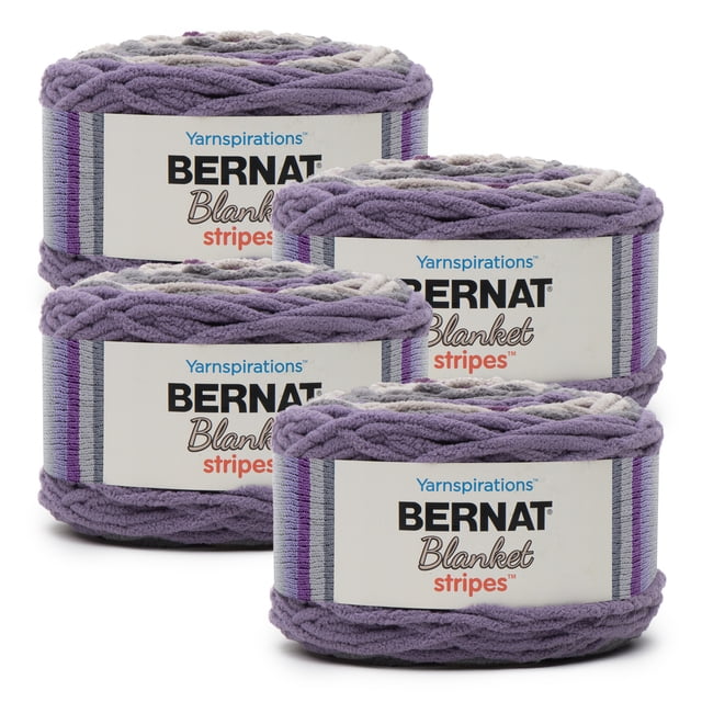 Bernat® Blanket Stripes™ #6 Super Bulky Polyester Yarn, Eggplant 10.5oz ...