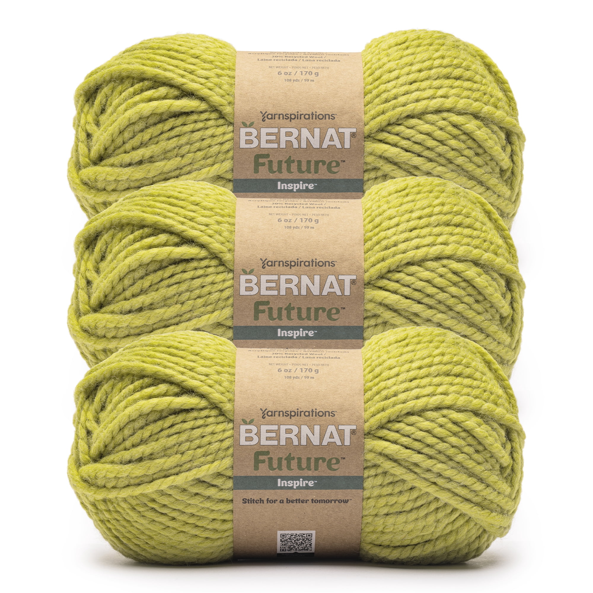 Bernat® Future Recycled Wool™ #6 Super Bulky Blend Yarn, Acidic Moss ...