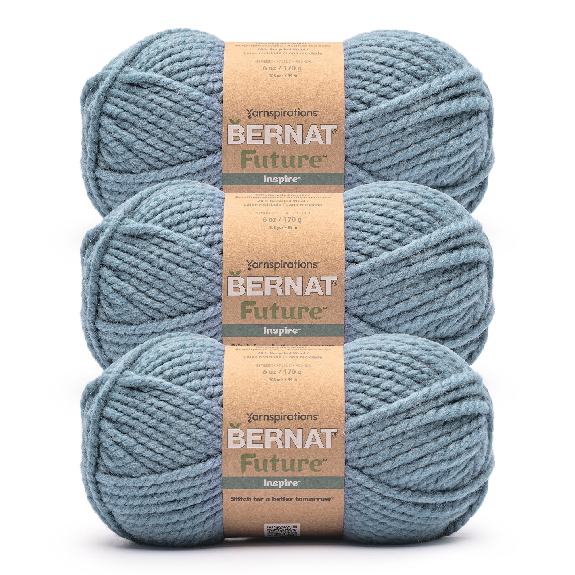 Bernat® Future Recycled Wool™ #6 Super Bulky Blend Yarn, Slated 6oz ...