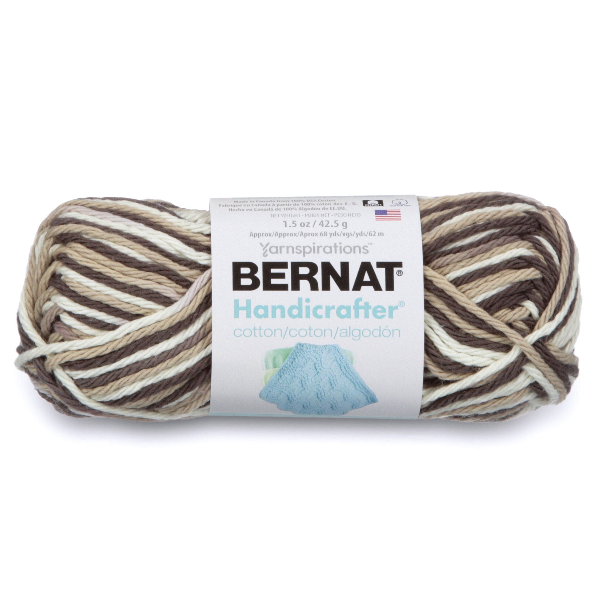 Bernat Handicrafter 4 Medium Cotton Yarn, Chocolate Ombre 1.5oz/42.5g ...