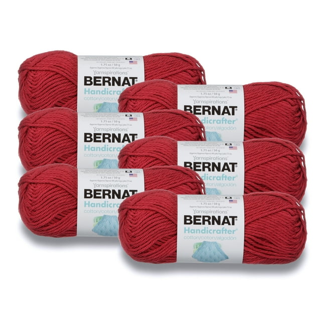 Bernat® Handicrafter® #4 Medium Cotton Yarn, Country Red 1.75oz/50g, 80 ...