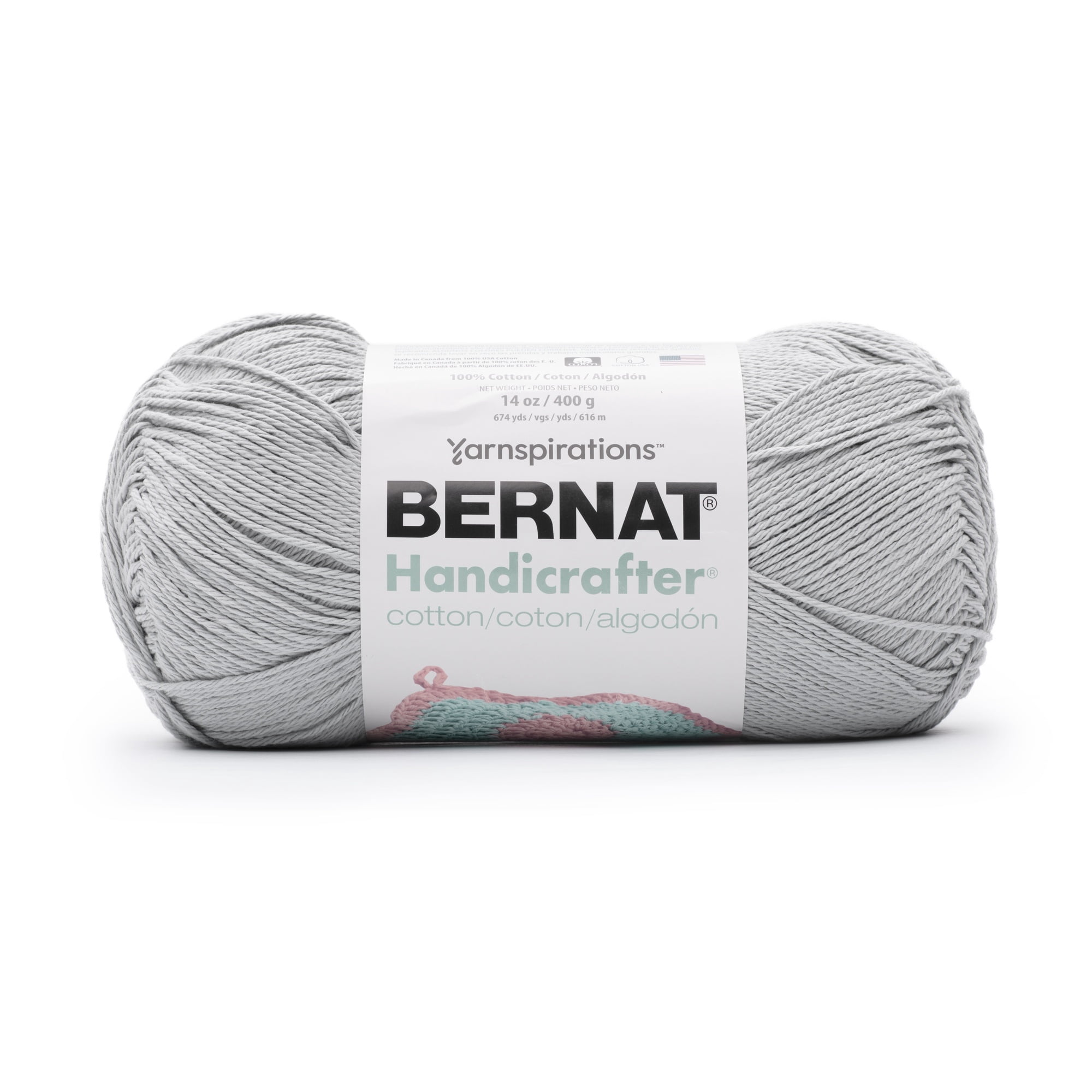 Bernat® Handicrafter Cotton™ #4 Worsted (Medium) Cotton Yarn, Soft Gray ...