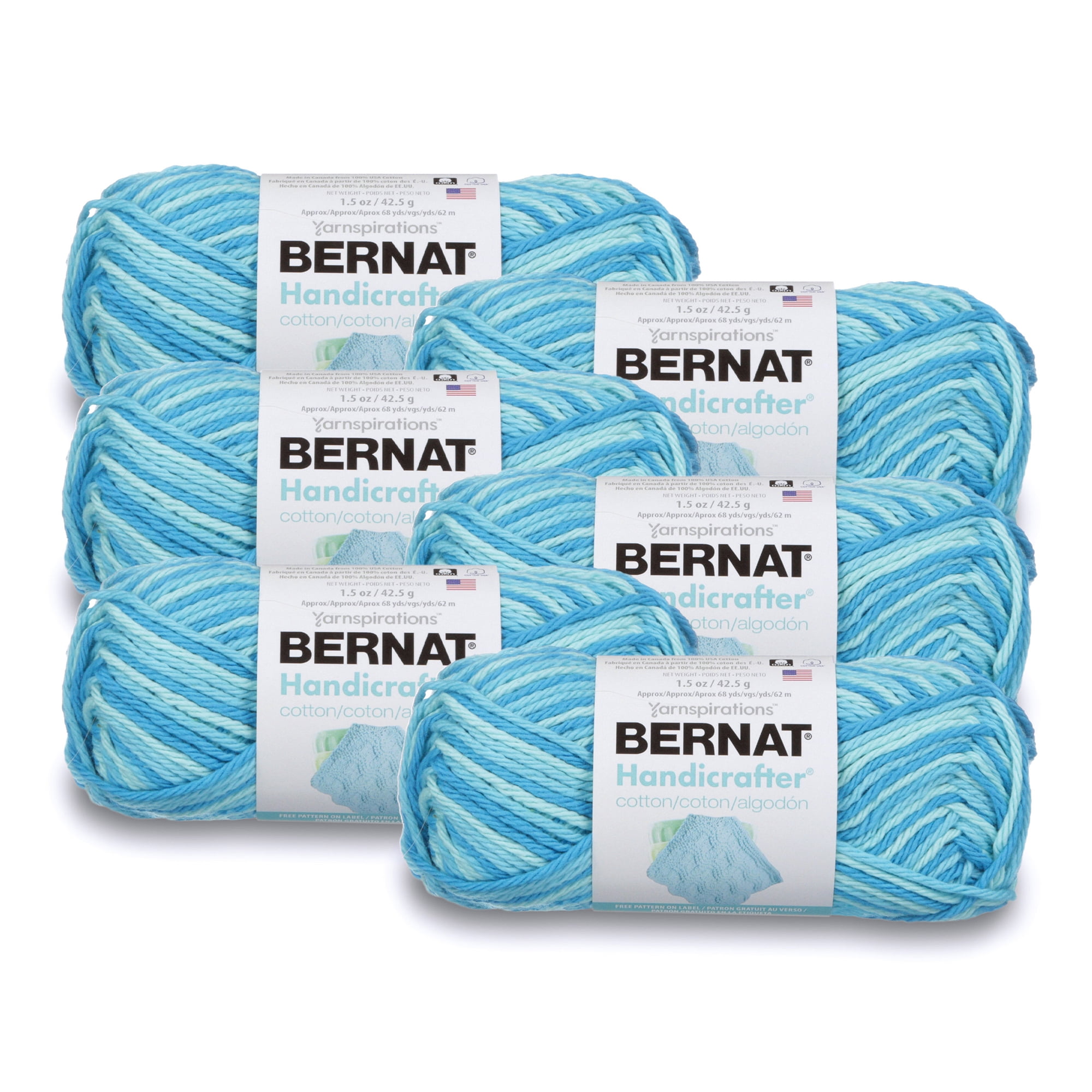 Bernat® Handicrafter® Ombre #4 Medium Cotton Yarn, Swimming Pool Ombre ...