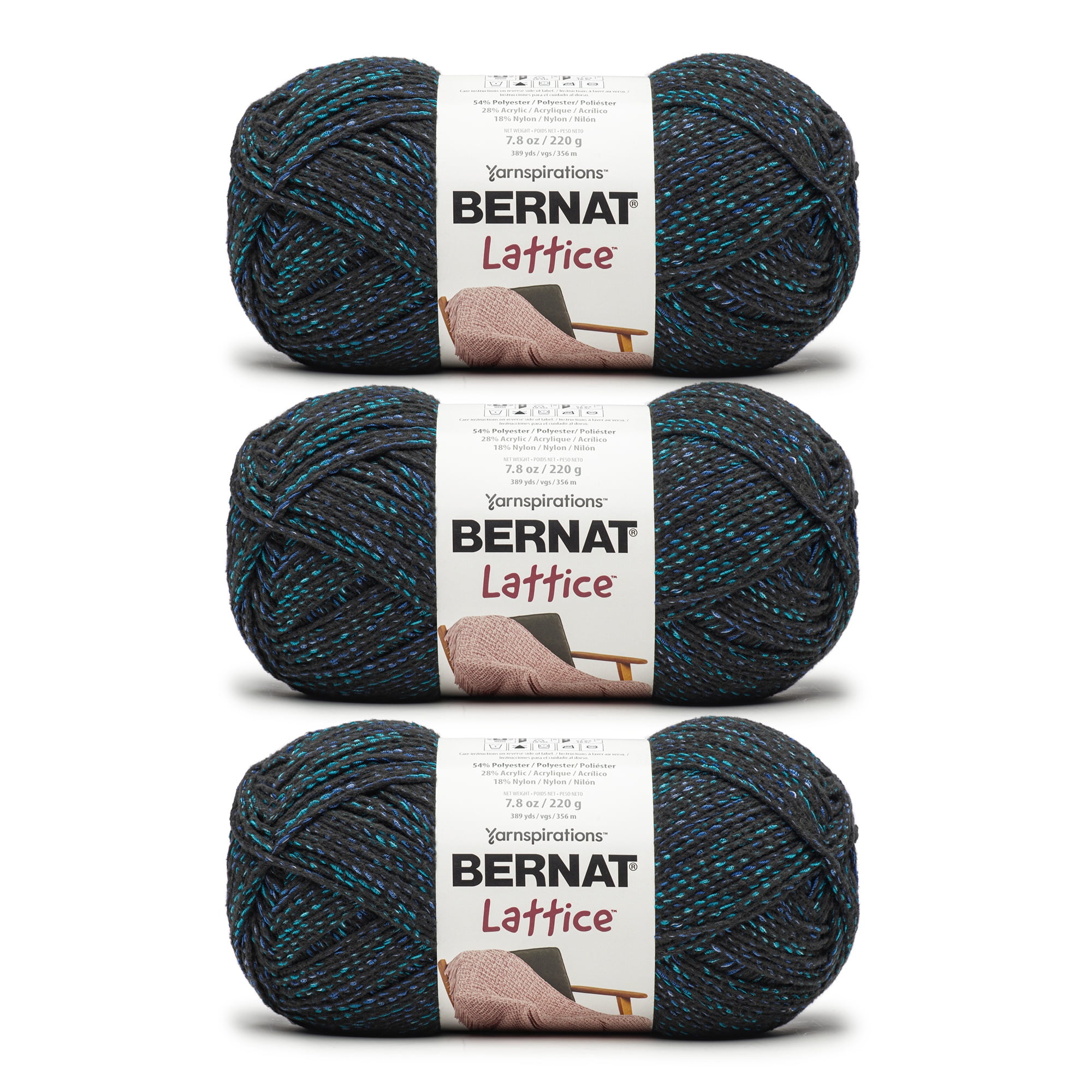 Bernat® Lattice™ #4 Worsted (Medium) Blend Yarn, Electric Blue 7.8oz ...