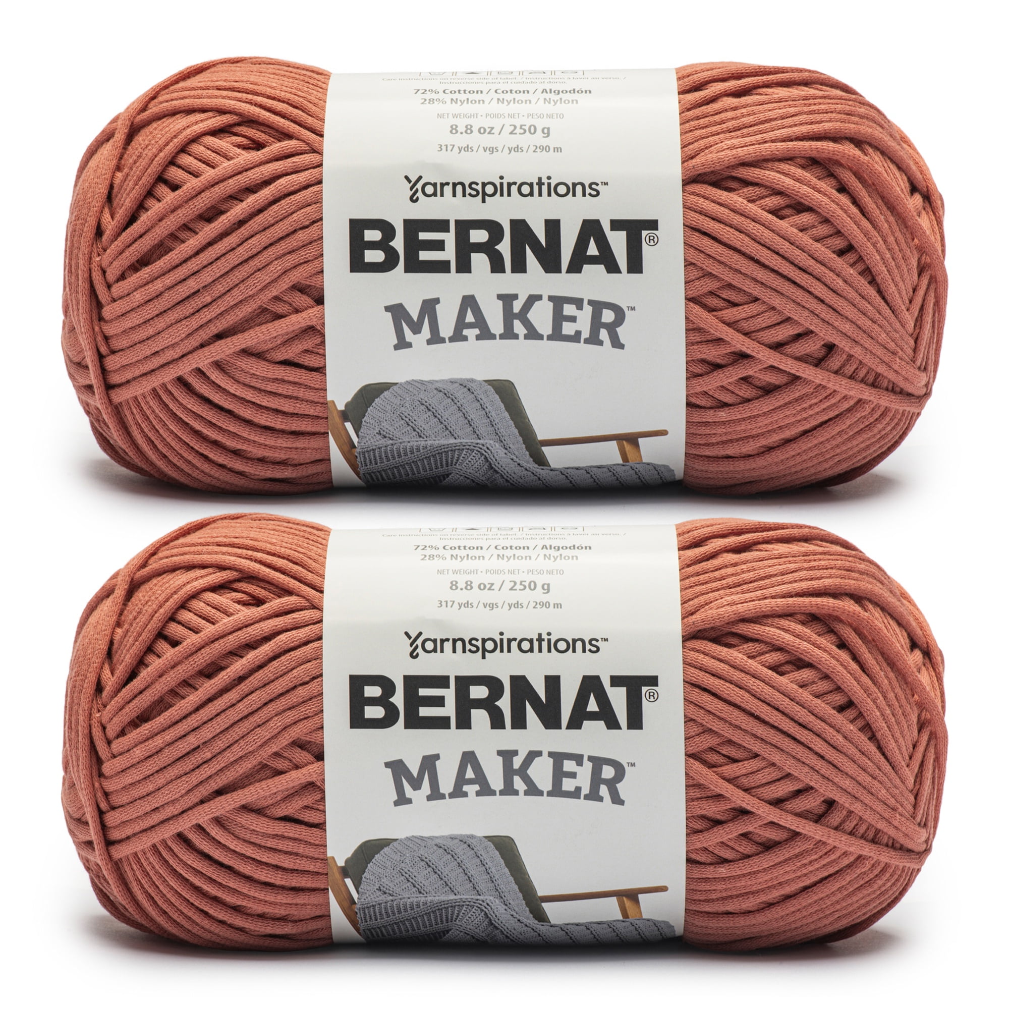 Bernat® Maker™ #5 Bulky Cotton Yarn, Fawn 8.8oz/250g 317 Yards (2 Pack ...