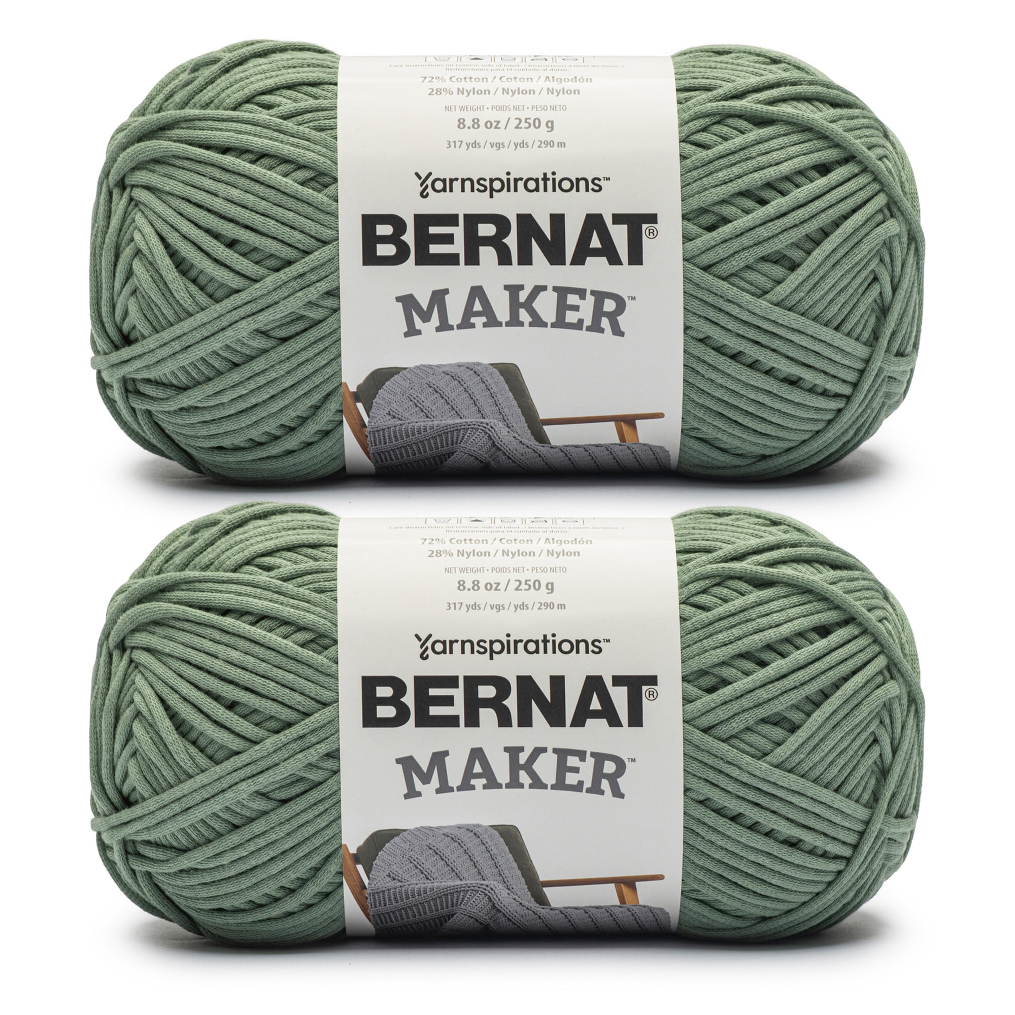 Bernat® Maker™ #5 Bulky Cotton Yarn, Lichen 8.8oz/250g 317 Yards (2 ...