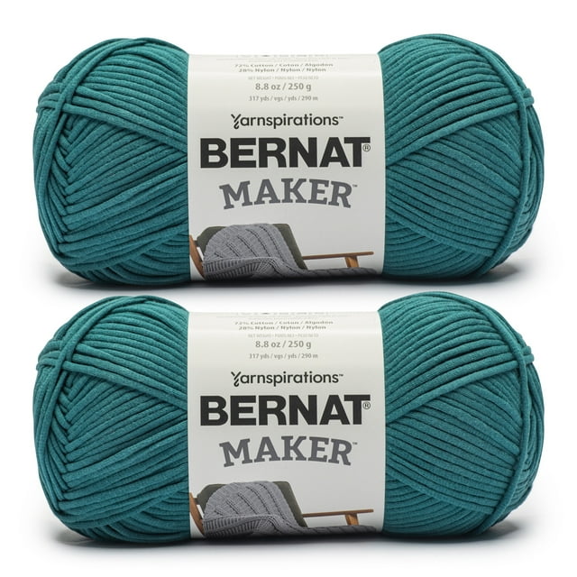 Bernat® Maker™ #5 Bulky Cotton Yarn, Teal 8.8oz/250g 317 Yards (2 Pack) - Walmart.com