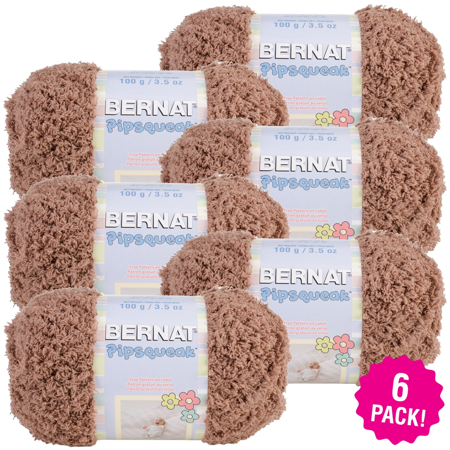 Bernat Pipsqueak Yarn - Chocolate, Multipack of 6 - Walmart.com