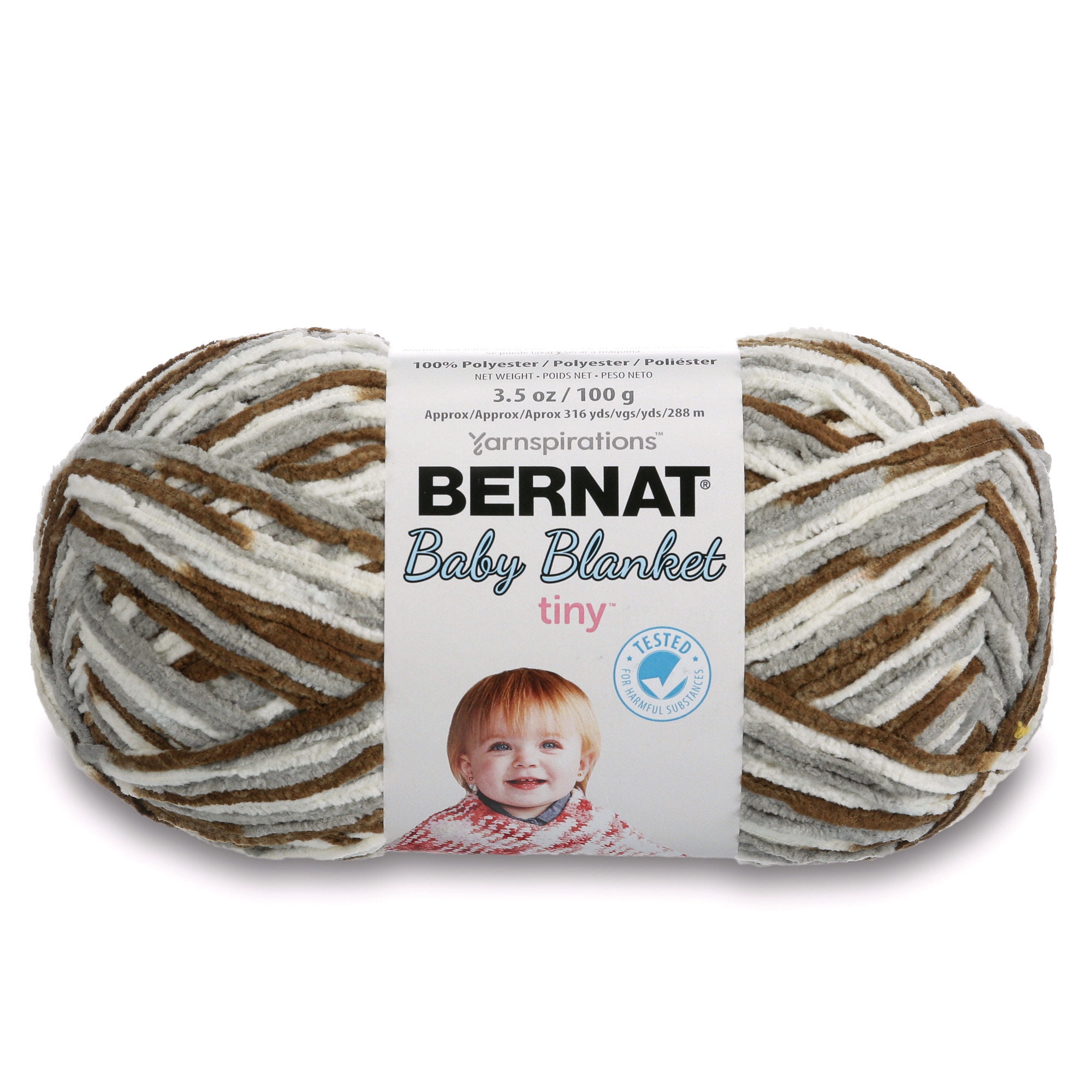 Bernat Polyester Baby Blanket Tiny Yarn (100 g/3.5 oz), Pebble Path ...