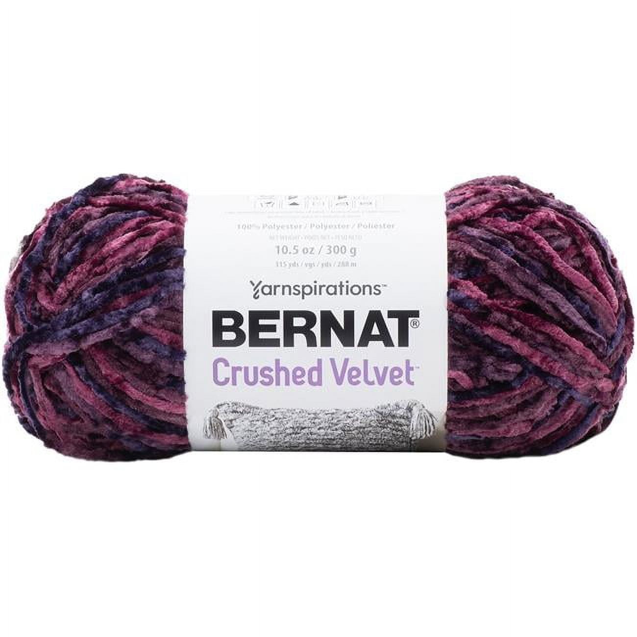 Bernat Polyester Crushed Velvet Yarn (300g/10.5 oz), Burgundy - Walmart.com