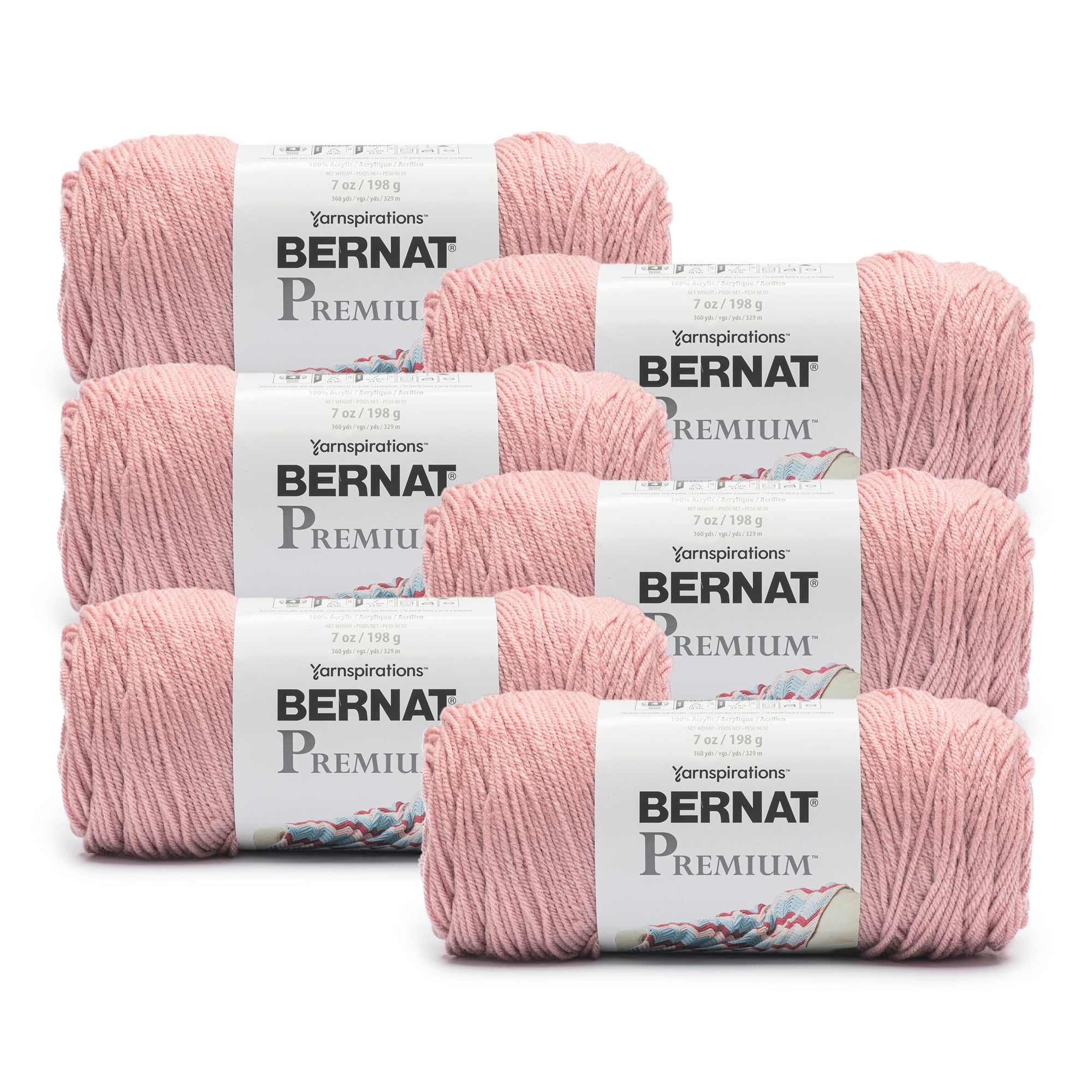 Bernat® Premium™ #4 Medium Acrylic Yarn, 198G Rose 7oz/198g, 360 Yards ...