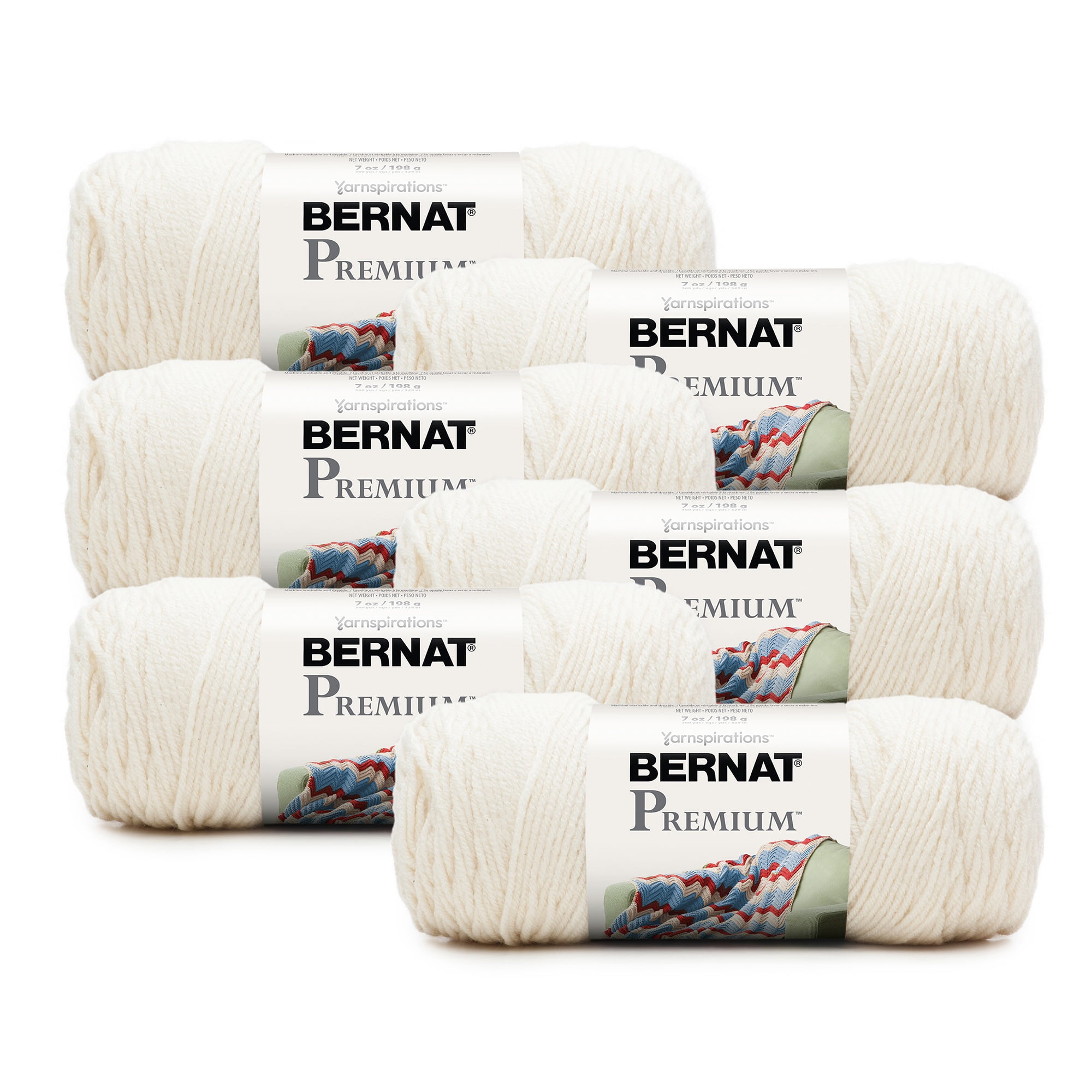 Bernat® Premium™ #4 Medium Acrylic Yarn, Aran 7oz/198g, 360 Yards (6 Pack) - Walmart.com