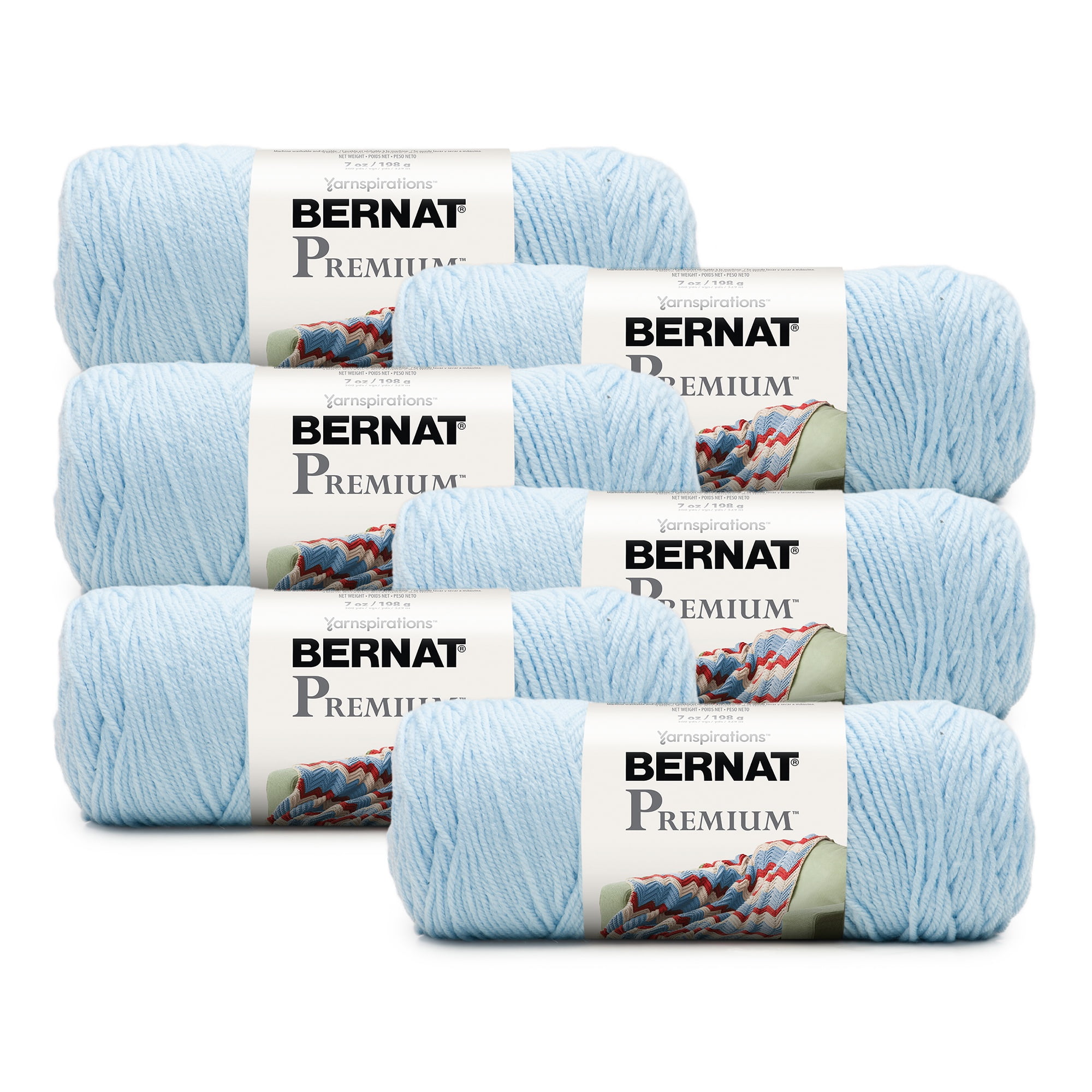 Bernat® Premium™ #4 Medium Acrylic Yarn, Baby Blue 7oz/198g, 360 Yards ...