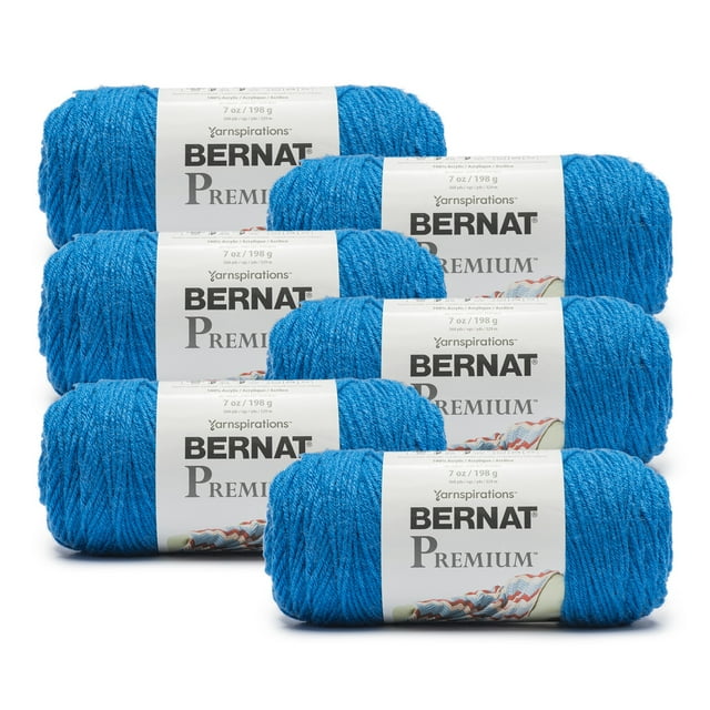 Bernat® Premium™ #4 Medium Acrylic Yarn, Blue 7oz/198g, 360 Yards (6 ...