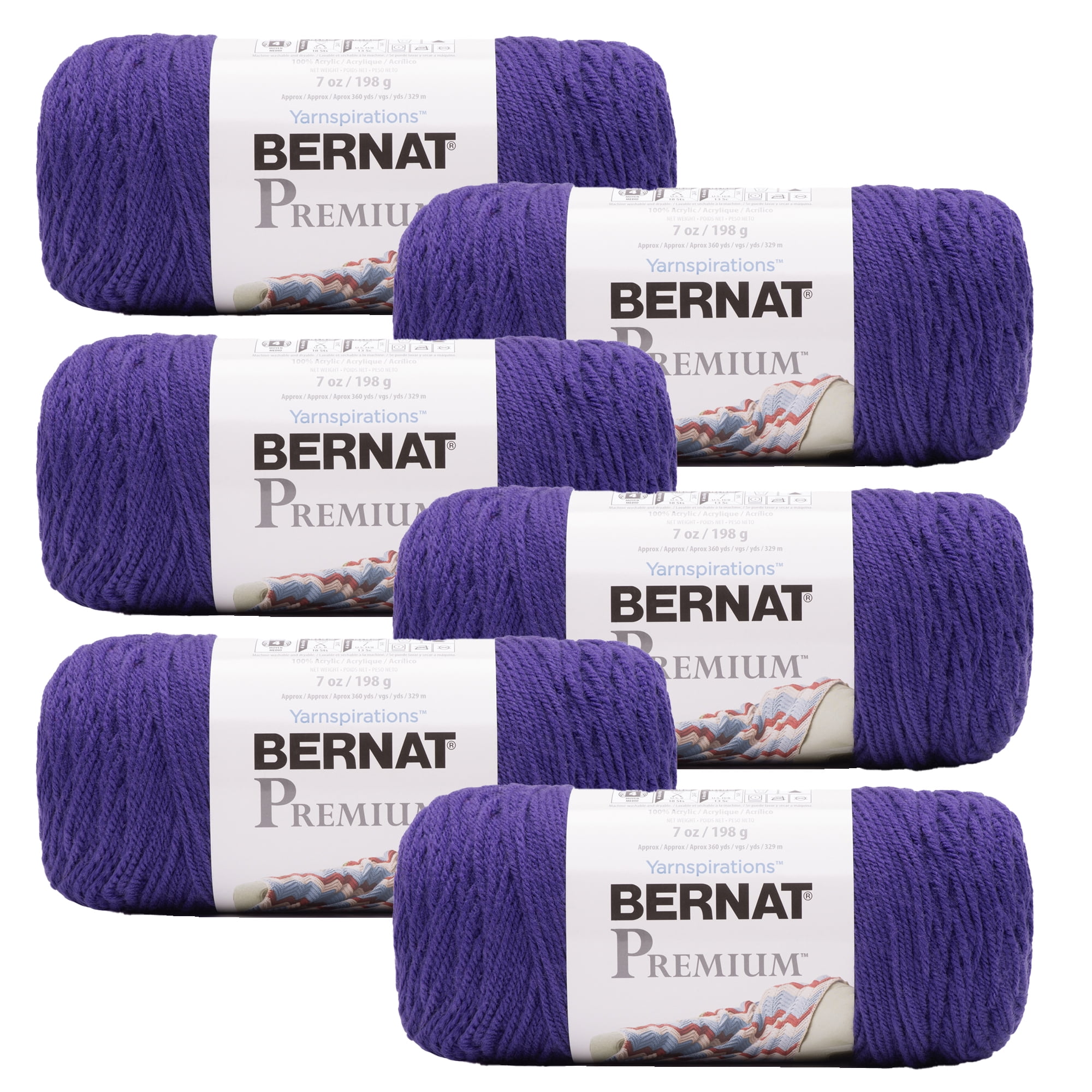 Bernat® Premium™ #4 Medium Acrylic Yarn, Deep Purple 7oz/198g, 360 ...