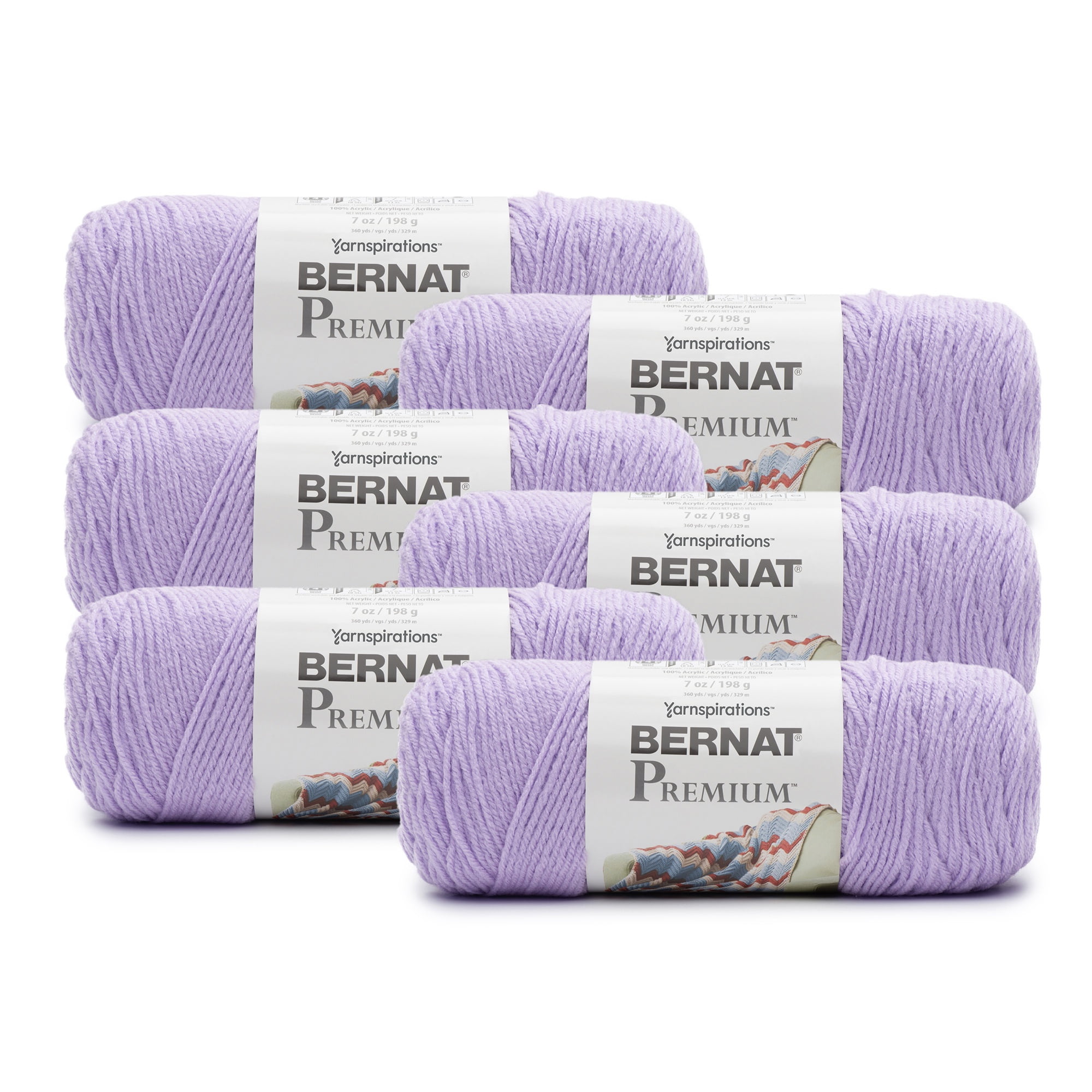 Bernat® Premium™ #4 Medium Acrylic Yarn, Lilac 7oz/198g, 360 Yards (6 ...