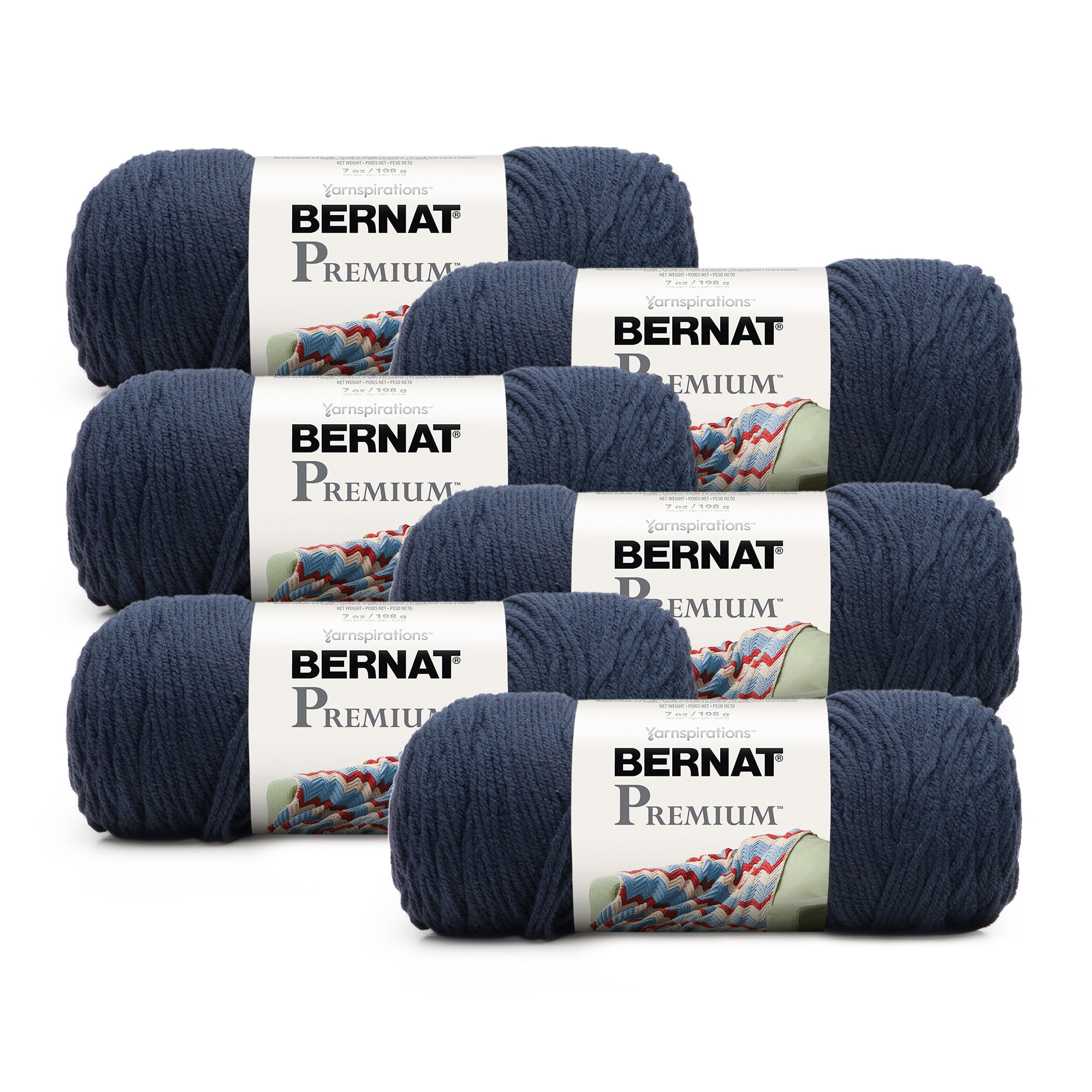 Bernat® Premium™ #4 Medium Acrylic Yarn, Navy 7oz/198g, 360 Yards (6 ...