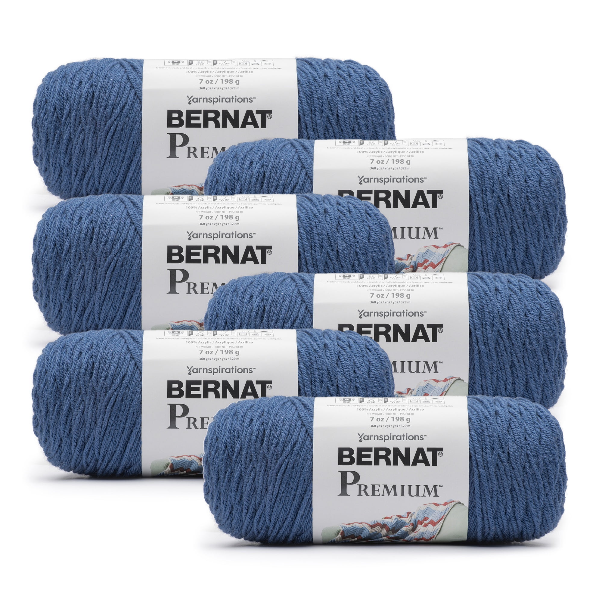 Bernat® Premium™ #4 Medium Acrylic Yarn, Shadow Blue 7oz/198g, 360 ...