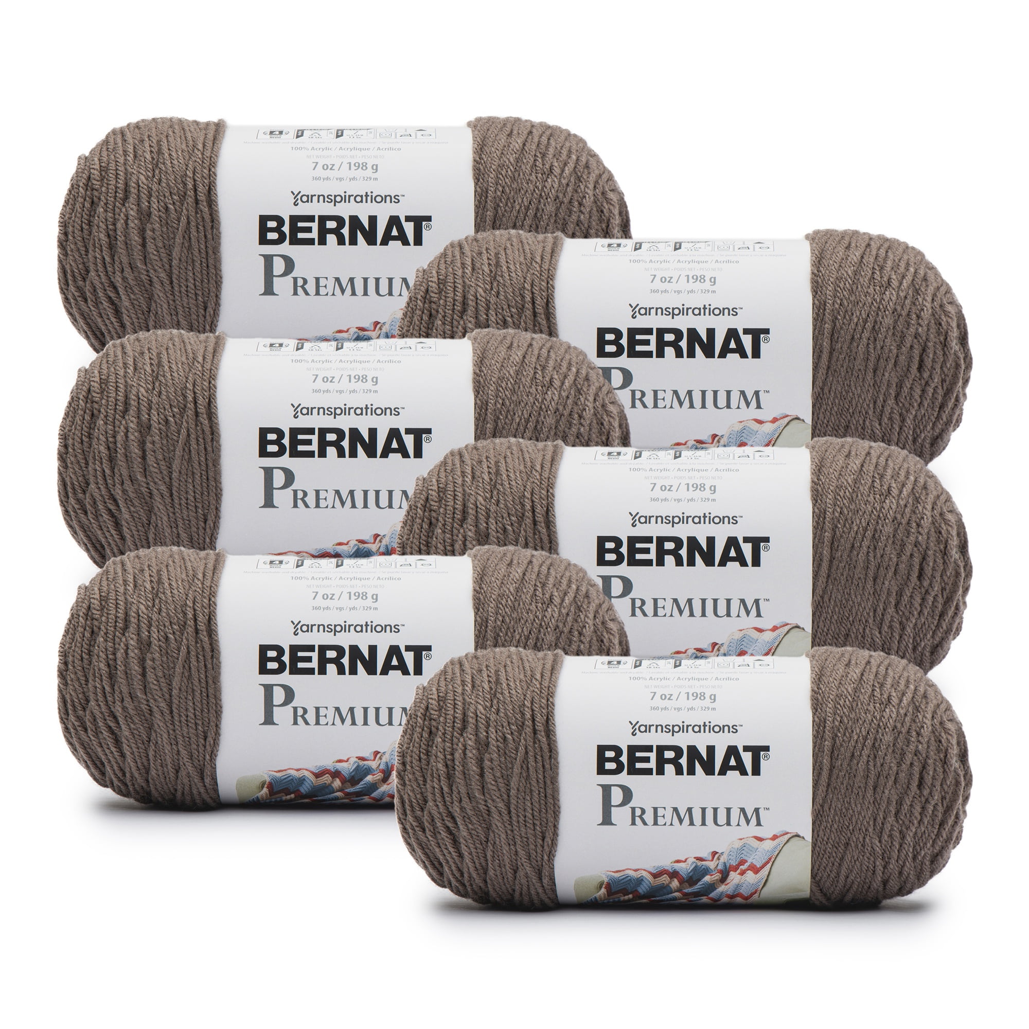 Bernat® Premium™ #4 Medium Acrylic Yarn, Truffle 7oz/198g, 360 Yards (6 ...