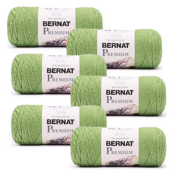 Bernat® Premium™ Sparkle #4 Medium Acrylic Yarn, Spring Green Sparkle ...
