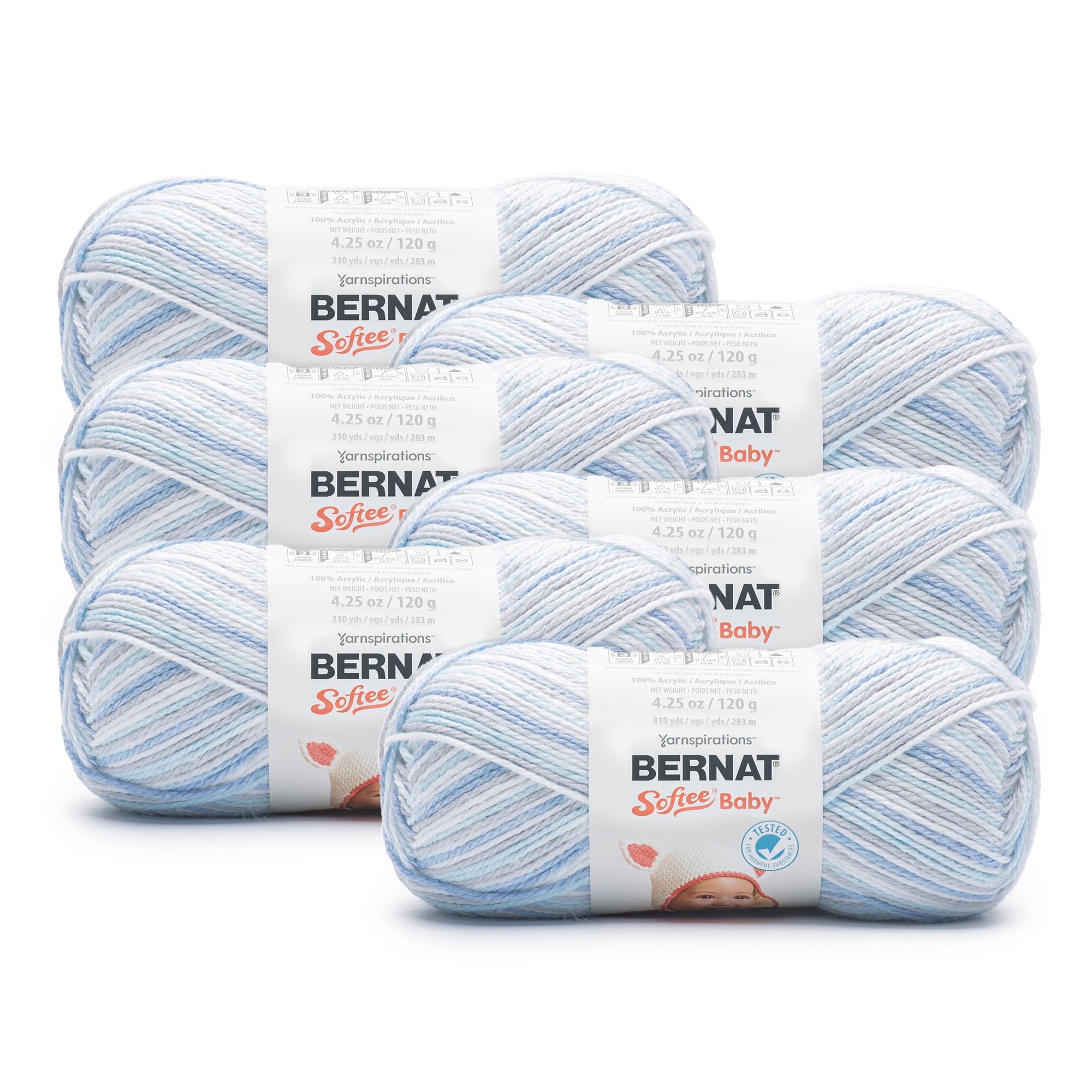Bernat® Softee® Baby™ #3 Light Acrylic Yarn, Blue Flannel 4.25oz/120g ...