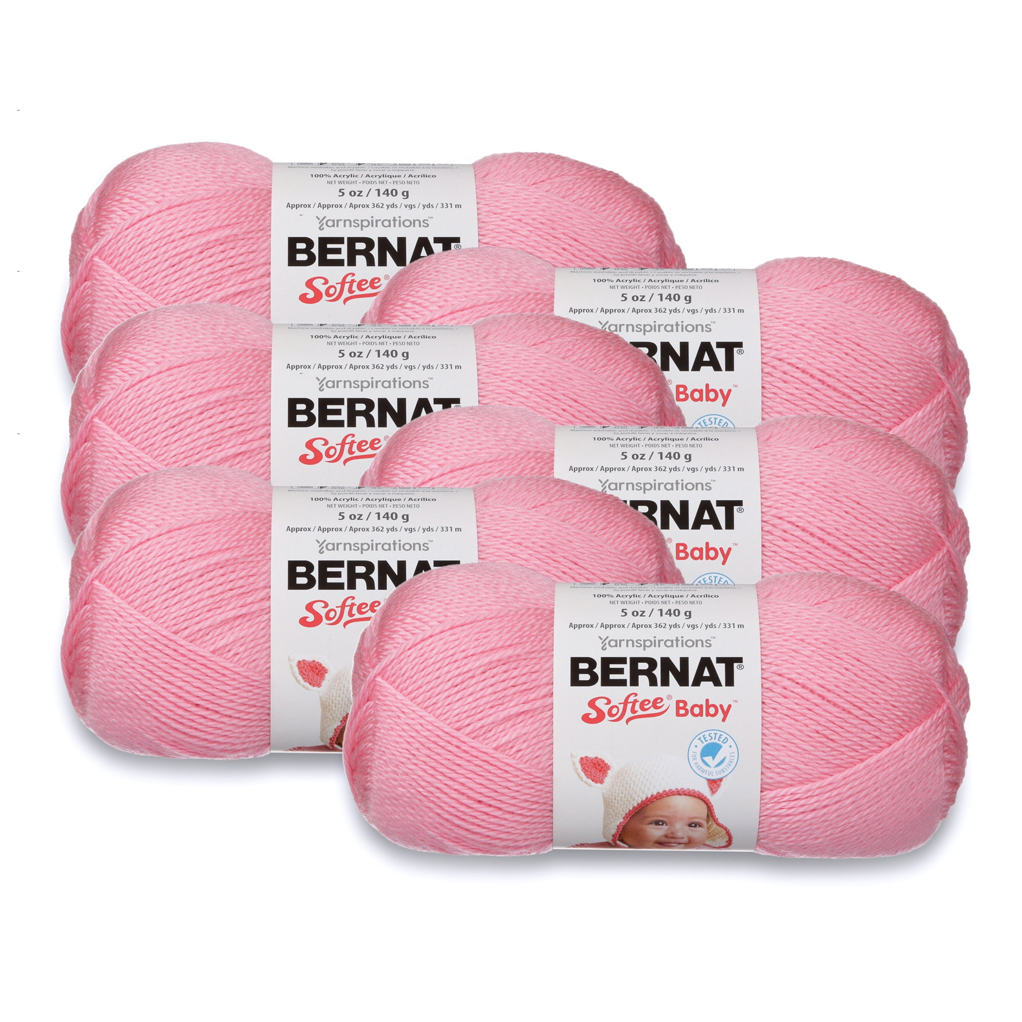Bernat® Softee® Baby™ #3 Light Acrylic Yarn, Prettiest Pink 5oz/140g ...
