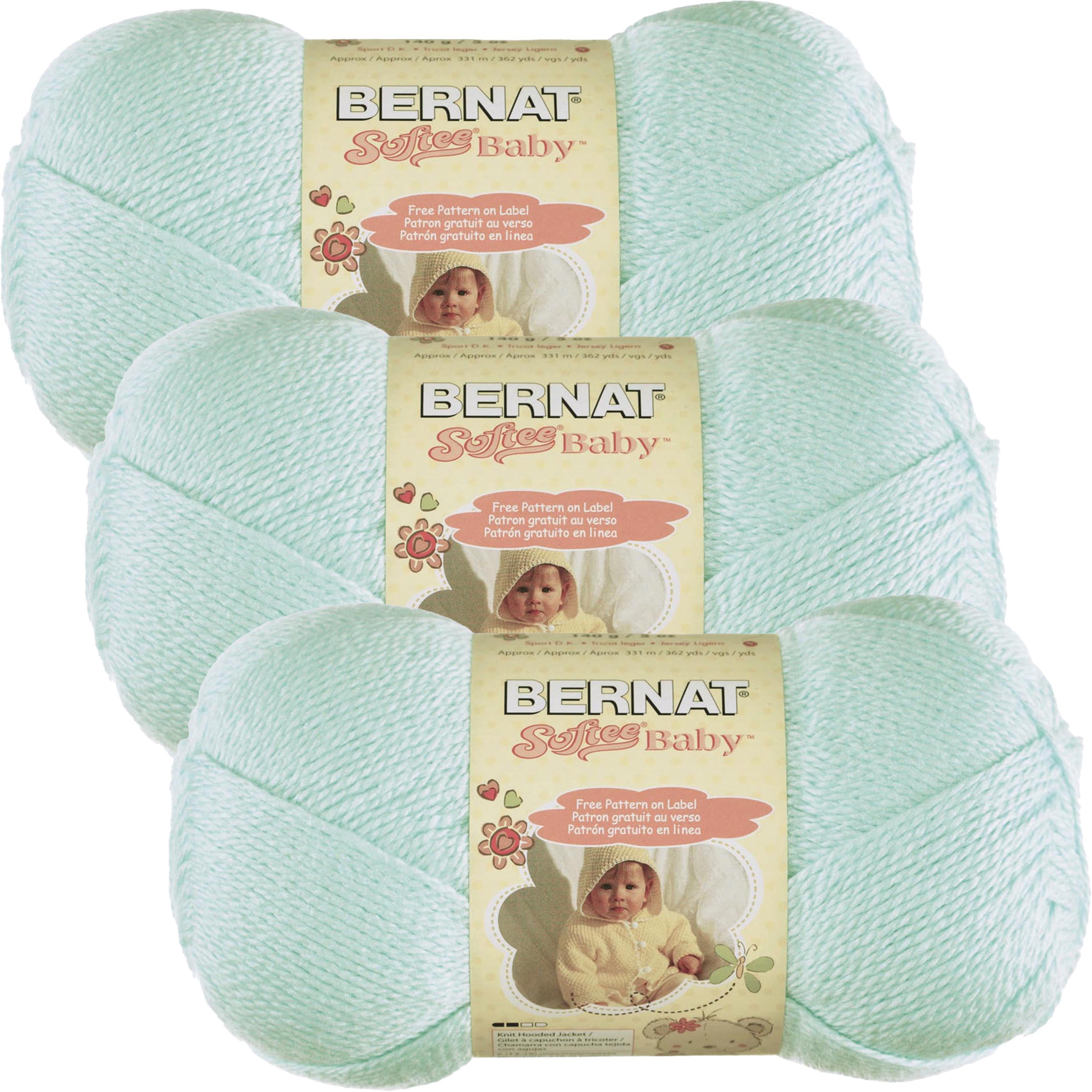 Bernat Softee Baby Mint Yarn 3 Pack of 141g/5oz Acrylic 3 DK (Light ...